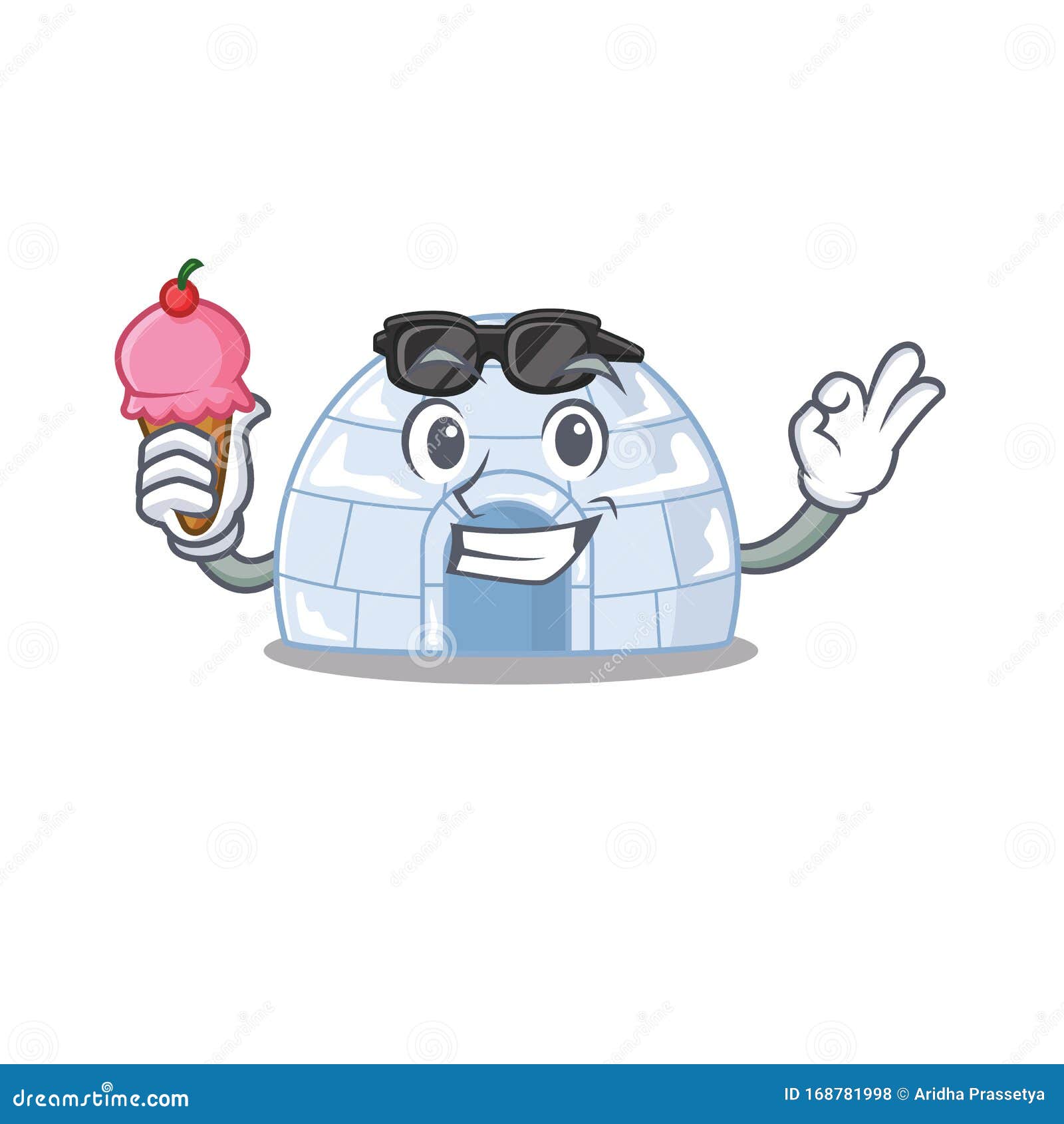 Igloo Mascot Cartoon Design with Ice Cream Stock Vector - Illustration ...