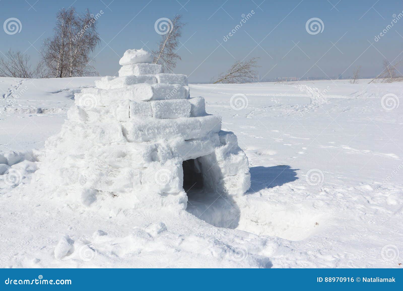 Igloo on a Snow Glade in the Winter Stock Photo - Image of outdoor ...