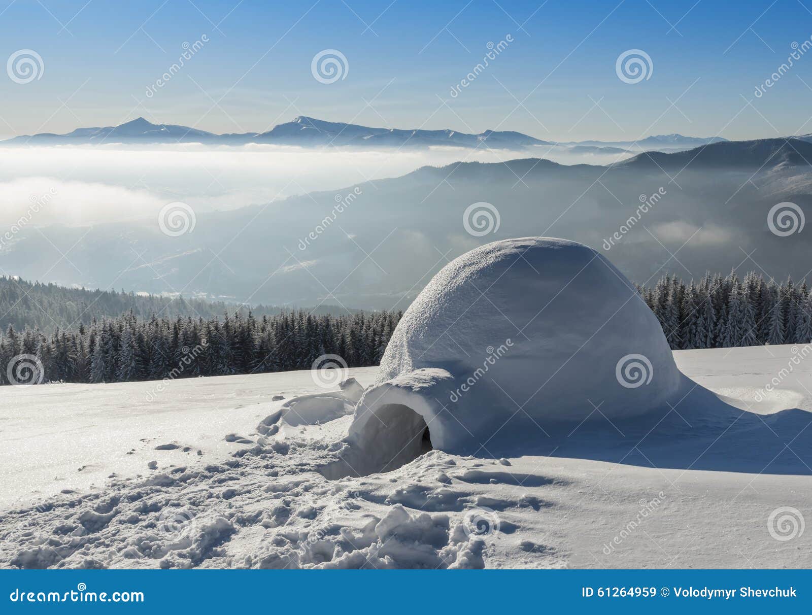 Igloo on the snow stock image. Image of entrance, buildings - 61264959