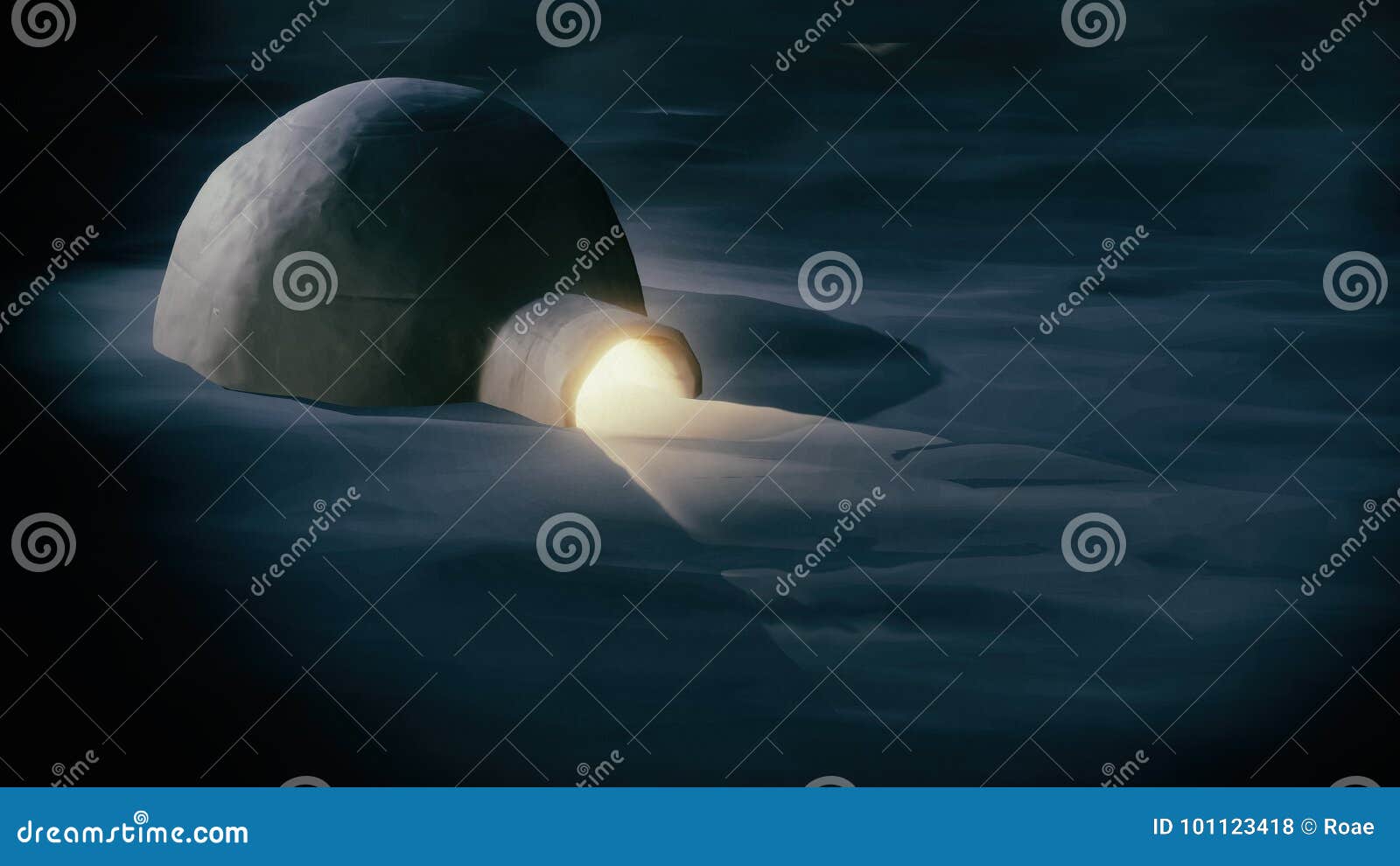 Igloo with Warm Light from Inside 3d Stock Illustration - Illustration ...