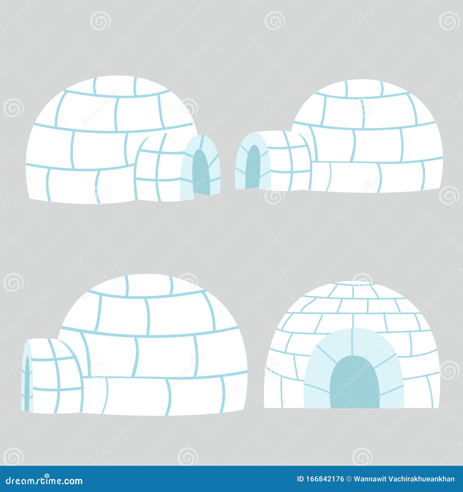 Igloos Ice House in Flat Design Vector Set Stock Vector - Illustration ...