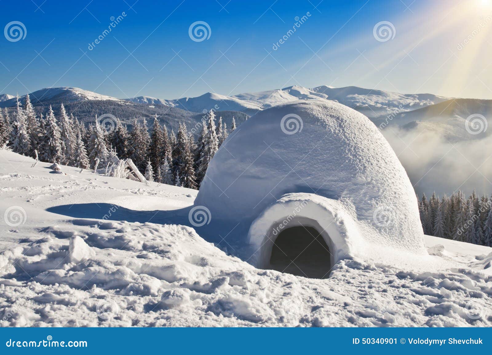 Iglu auf dem Schnee stockbild. Bild von haube, gebildet - 50340901