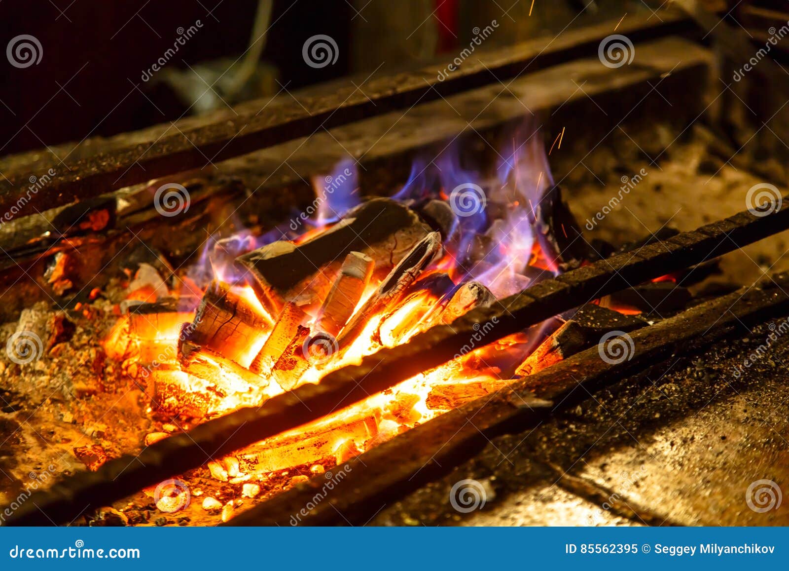 Ignite the Coals on the Grill for Cooking BBQ Stock Image - Image of ...