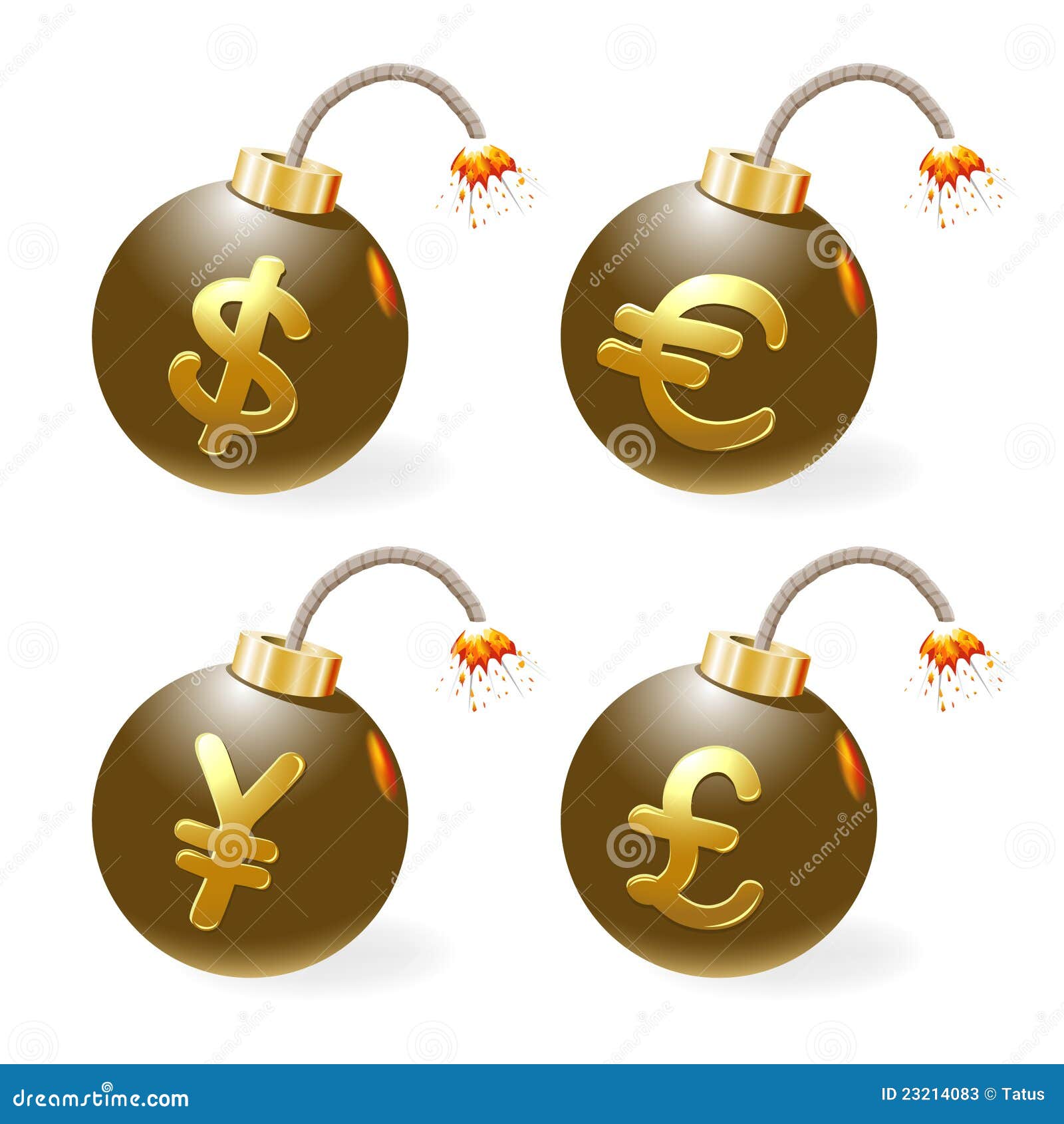 Ignited Bombs with Currency-symbols Stock Vector - Illustration of bomb ...