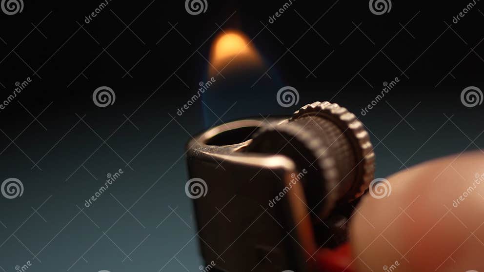 Ignited Lighter Flame Close-Up. Stock Photo - Image of detail, kindle ...