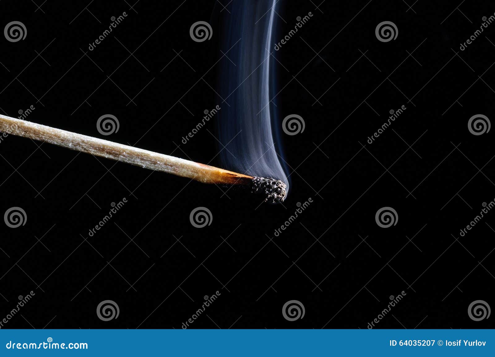 Ignited Match With Flame Isolated On Black Background With Black ...