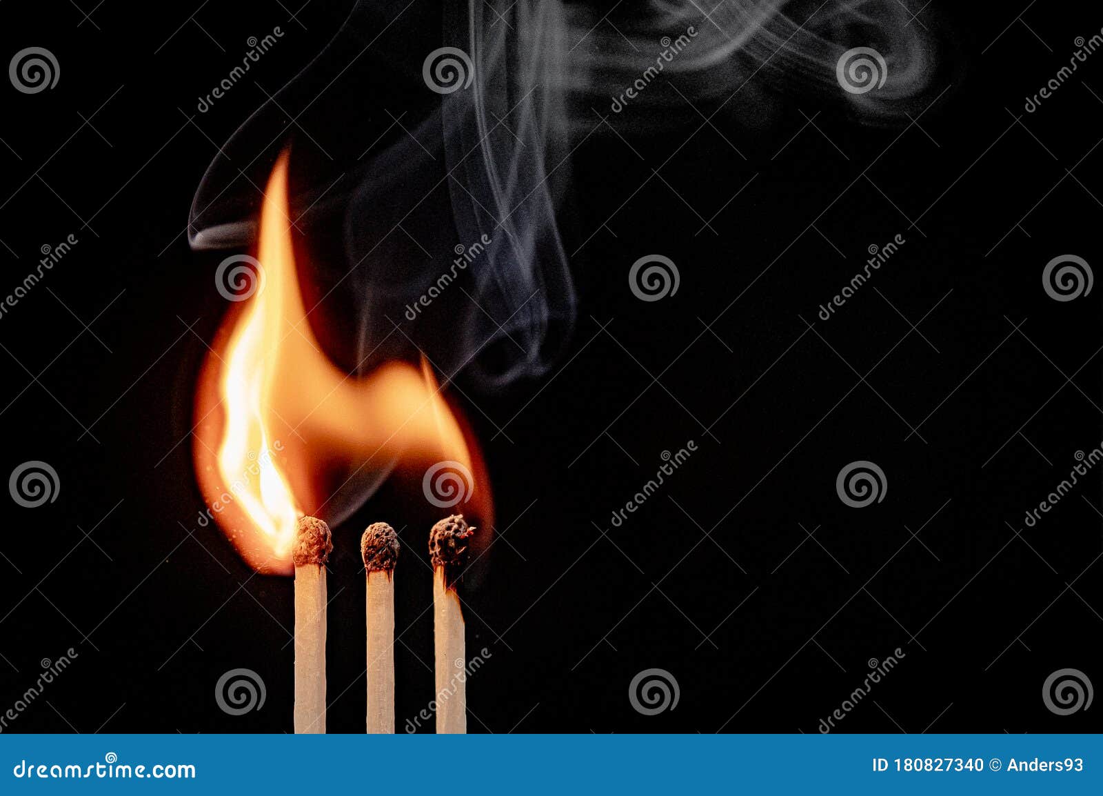 Ignition and Burning Match Stick Stock Photo - Image of closeup ...