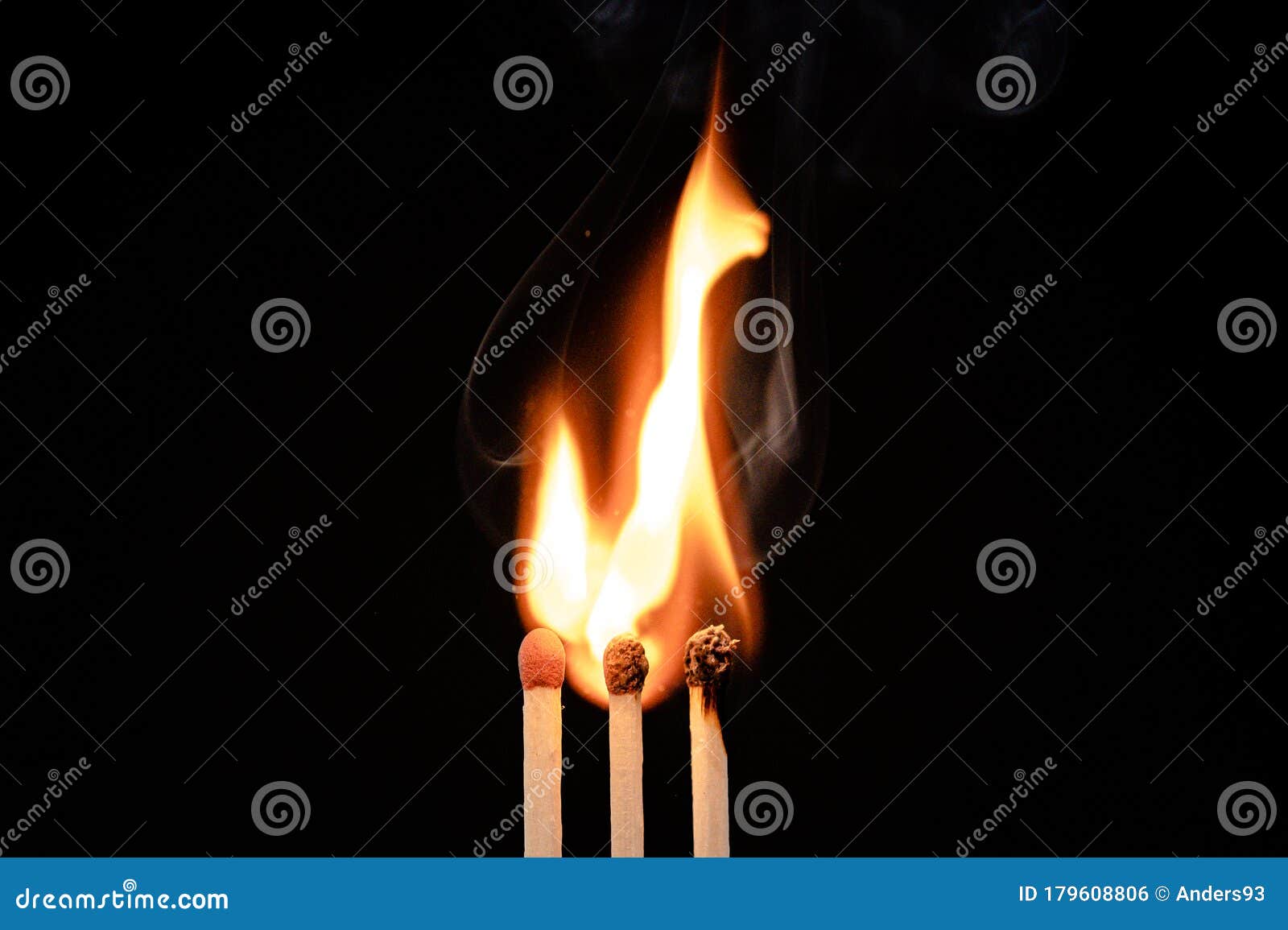 Ignition and Burning Matchstickss Stock Photo - Image of light ...