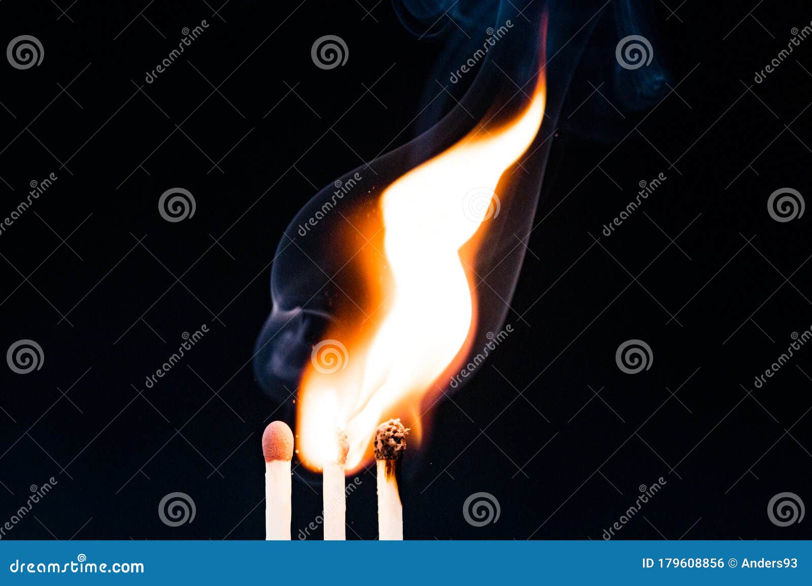 Ignition and Burning Matchstickss Stock Photo - Image of glow, heat ...