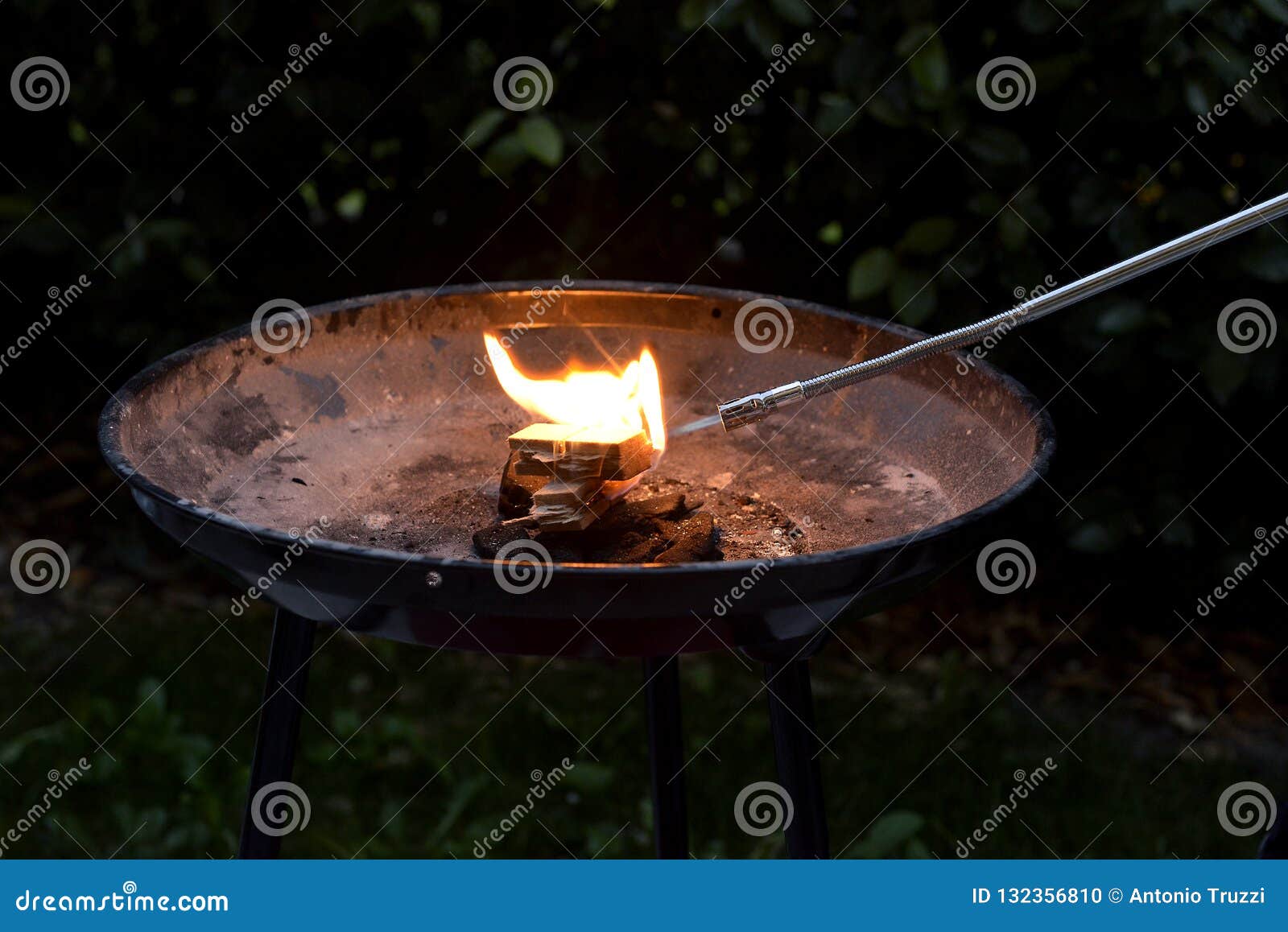 Ignition of the Fire with Gas Lighter Stock Photo - Image of burn ...