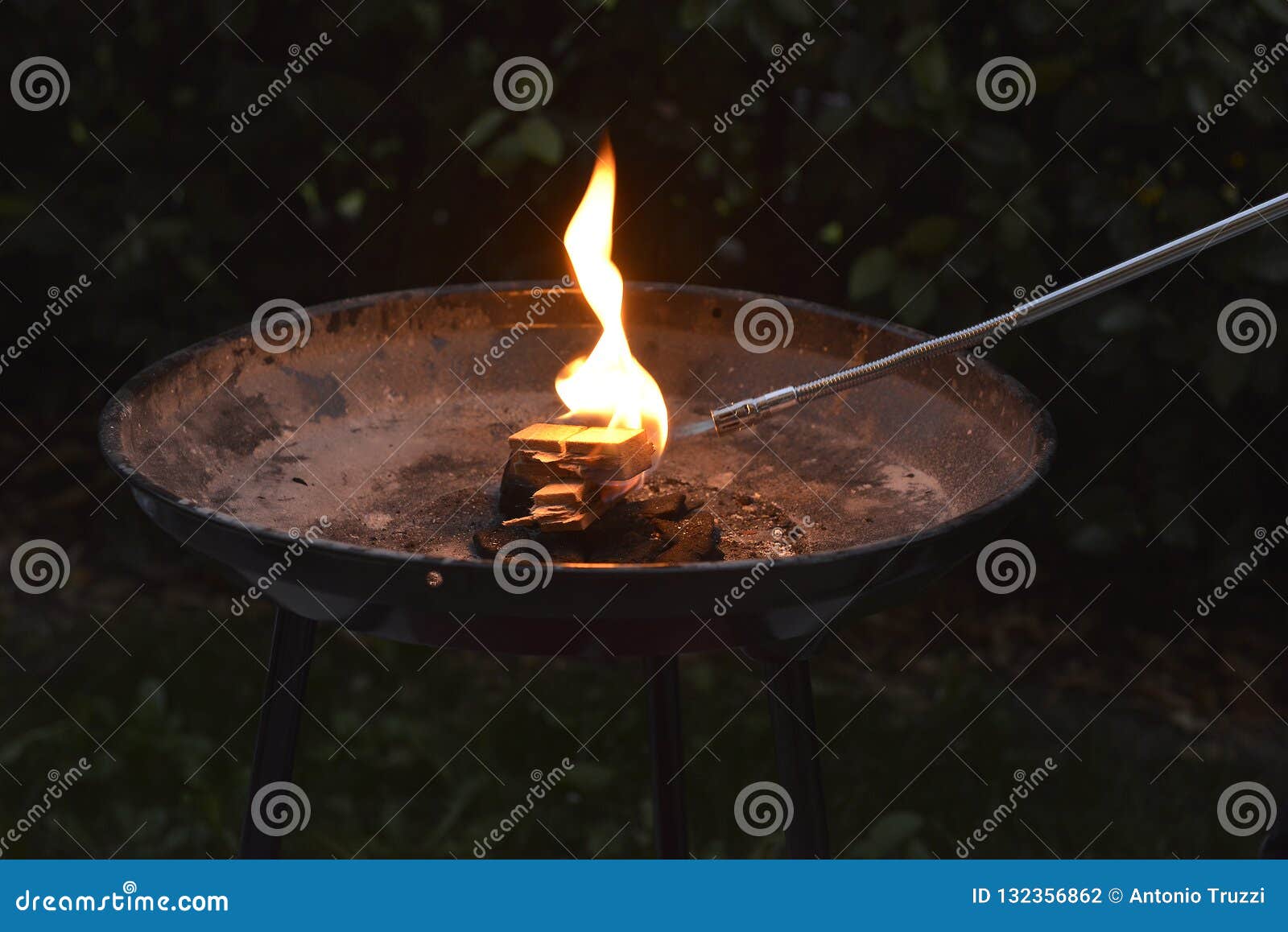 Ignition of the Fire with Gas Lighter Stock Photo - Image of burner ...