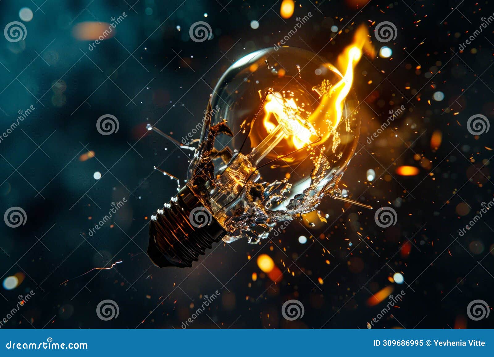 Ignition of Ideas: Exploding Light Bulb Concept. Generative Ai Stock Illustration - Illustration ...