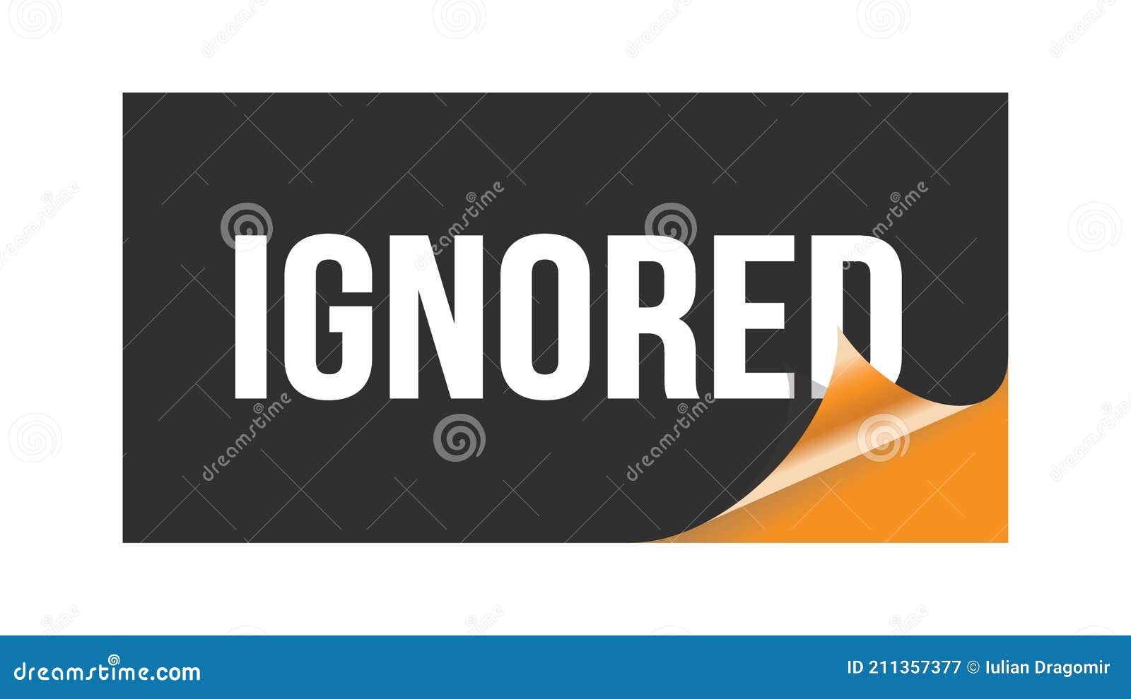 IGNORED Text Written on Black Orange Sticker Stock Illustration ...