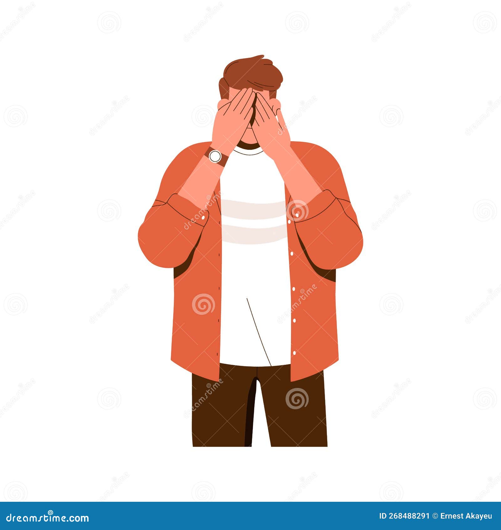 Ignoring, Closing Eyes with Palms. Man Character Covering, Hiding Face ...