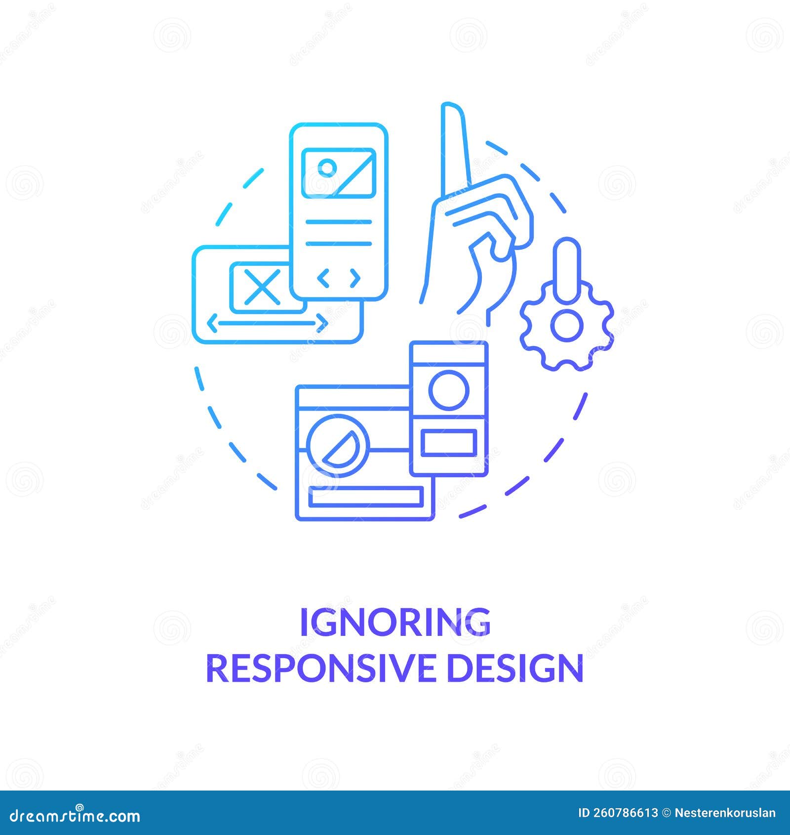 Ignoring Responsive Design Blue Gradient Concept Icon Stock Vector ...