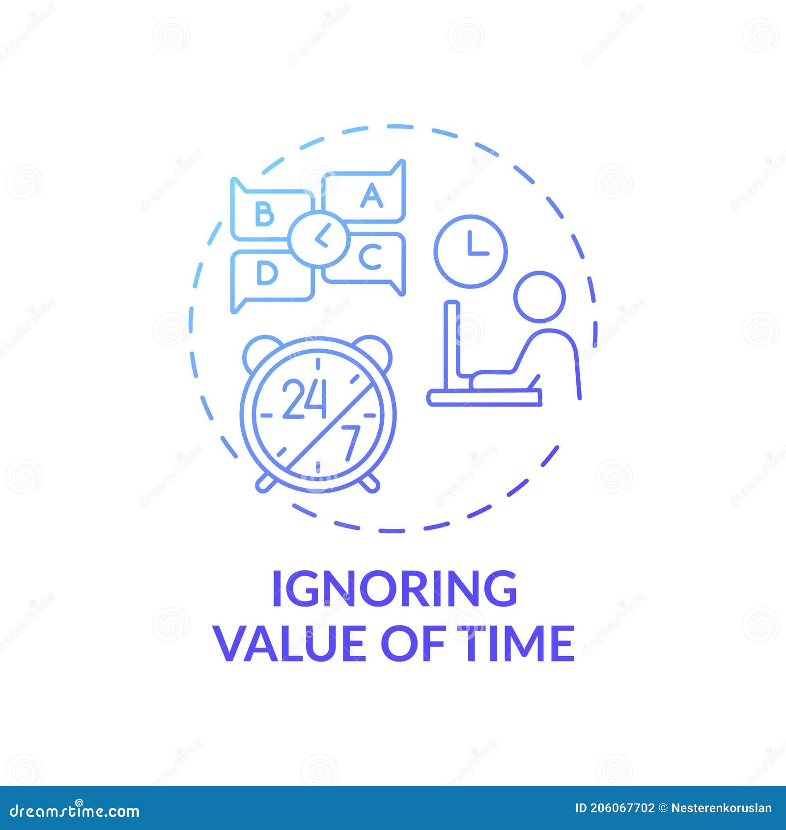 Ignoring Time Value Concept Icon Stock Vector - Illustration of navy ...