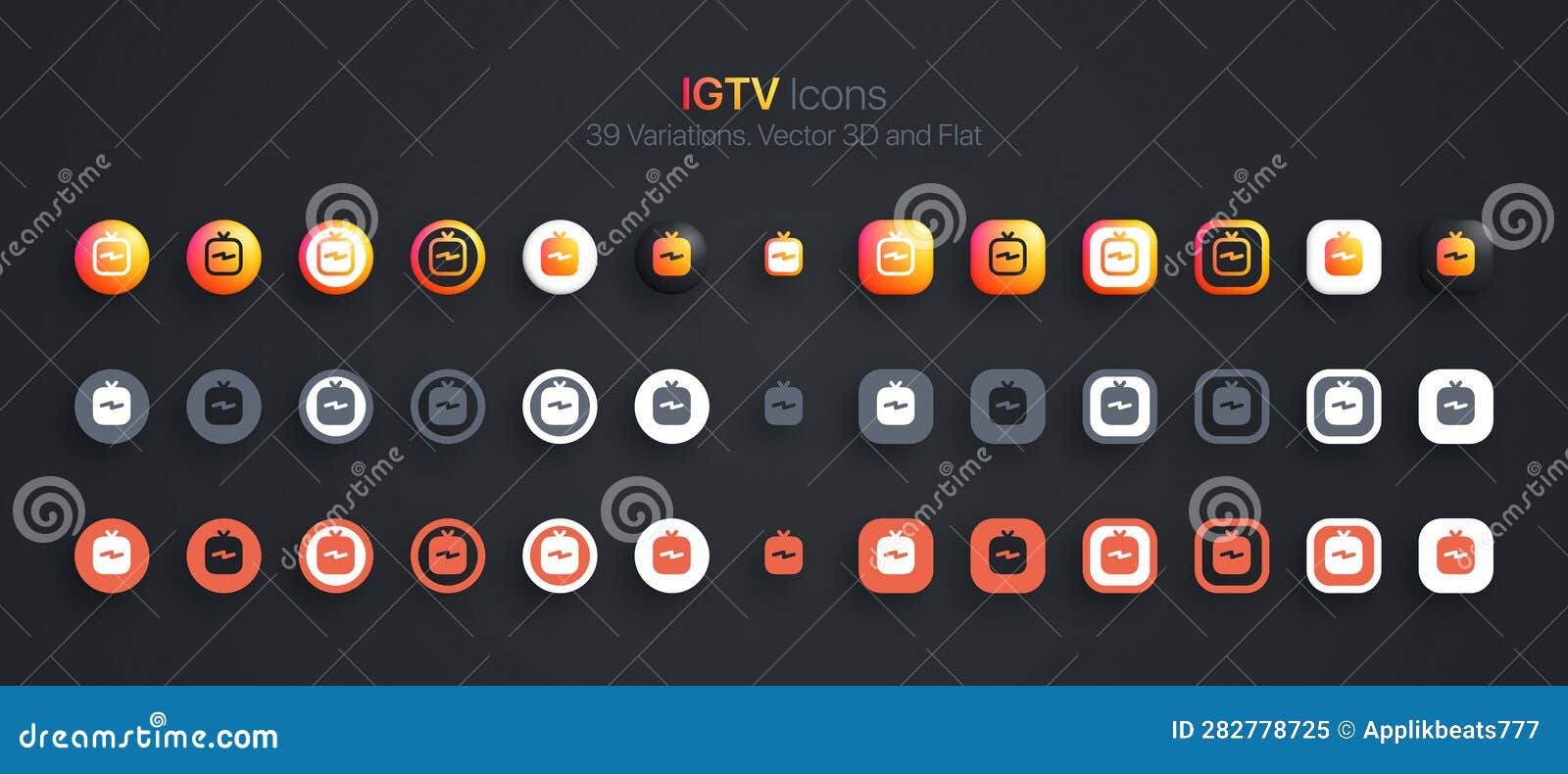 IGTV Round Logo Icons Printed On White Paper. Cartoon Vector ...