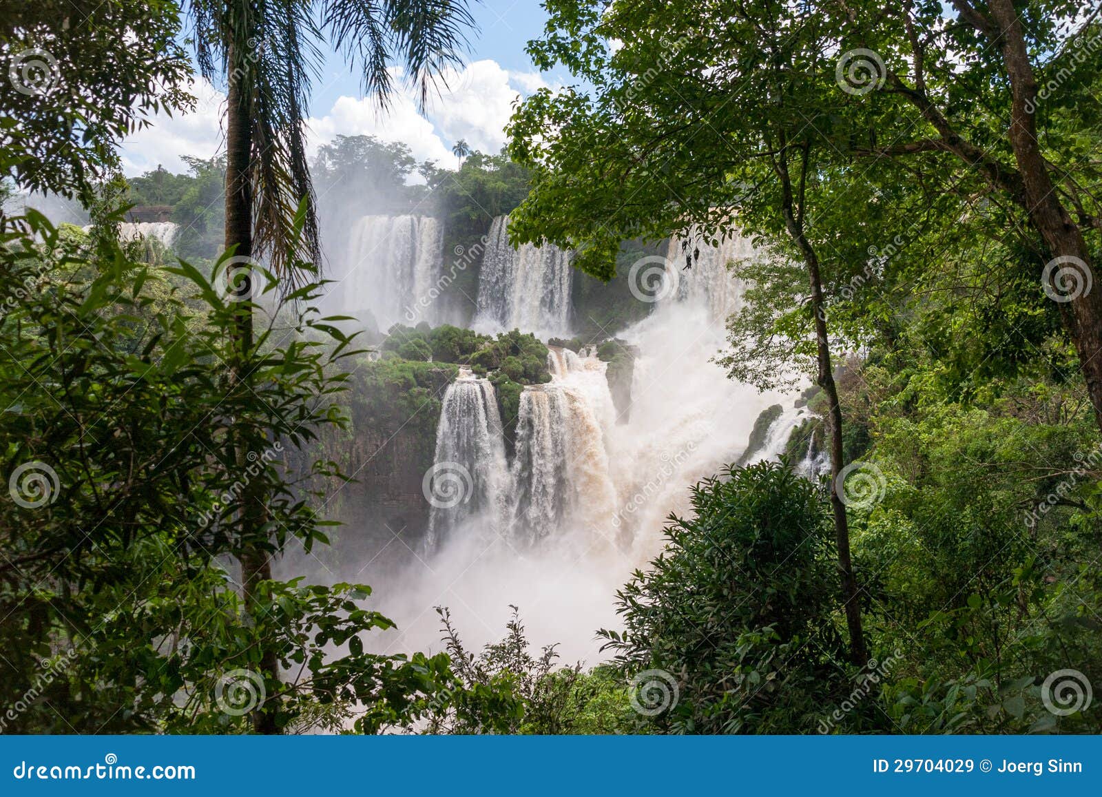 The Iguacu Falls through Trees Stock Image - Image of blue, panorama ...