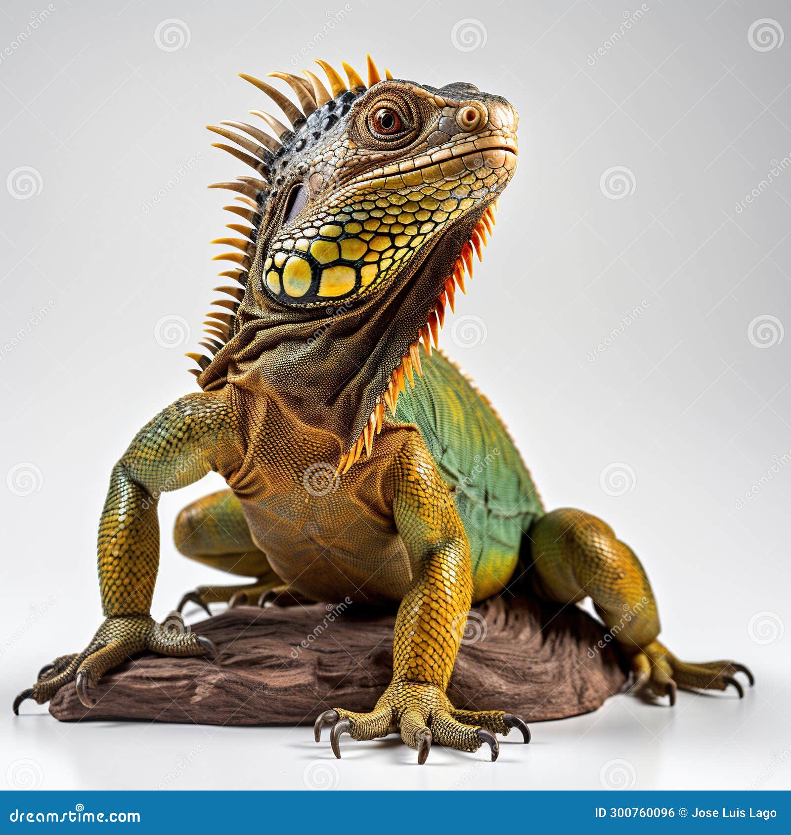 Iguana in Studio on White Background Stock Illustration - Illustration of spines, white: 300760096