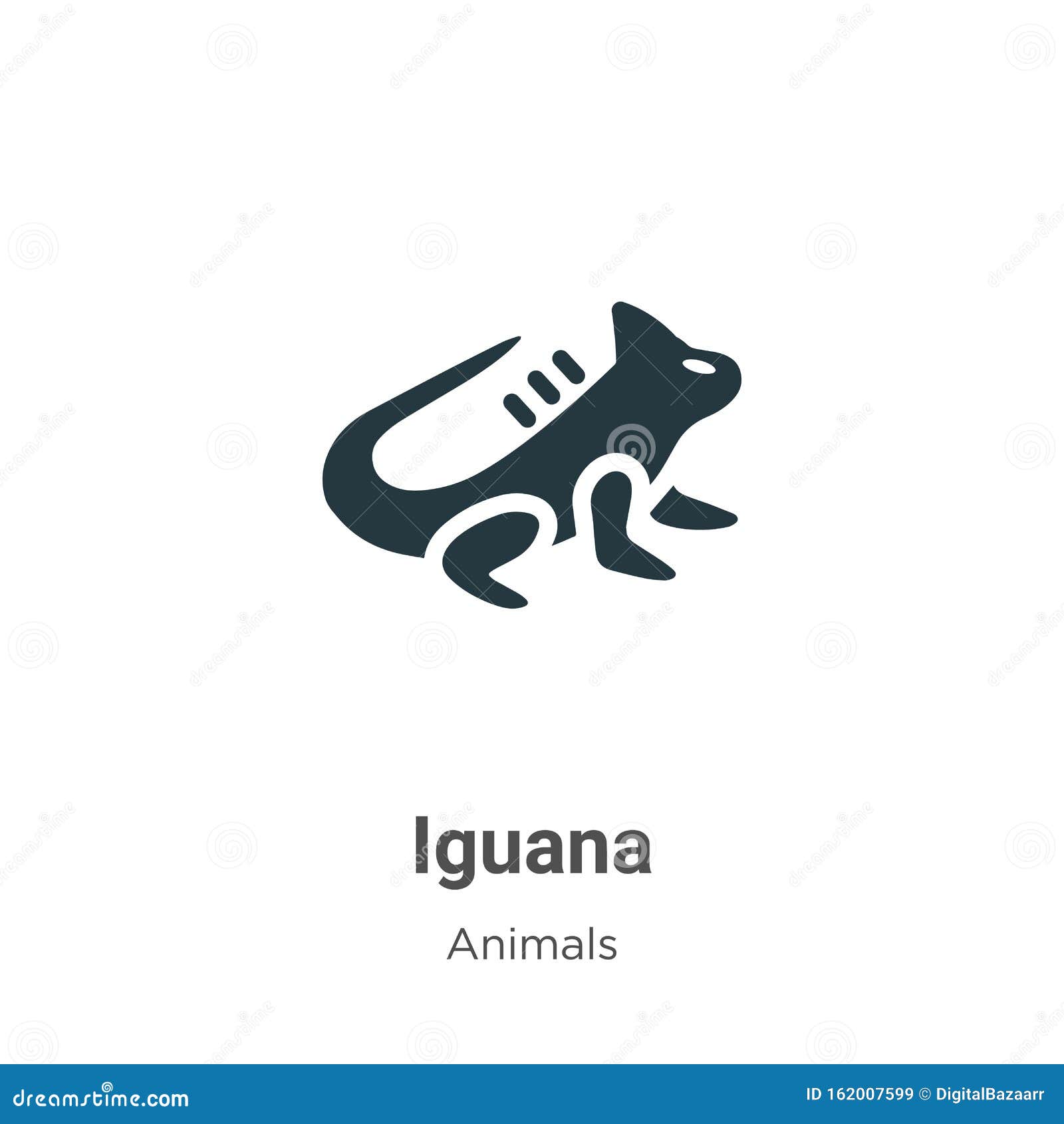 Iguana Vector Icon on White Background. Flat Vector Iguana Icon Symbol ...