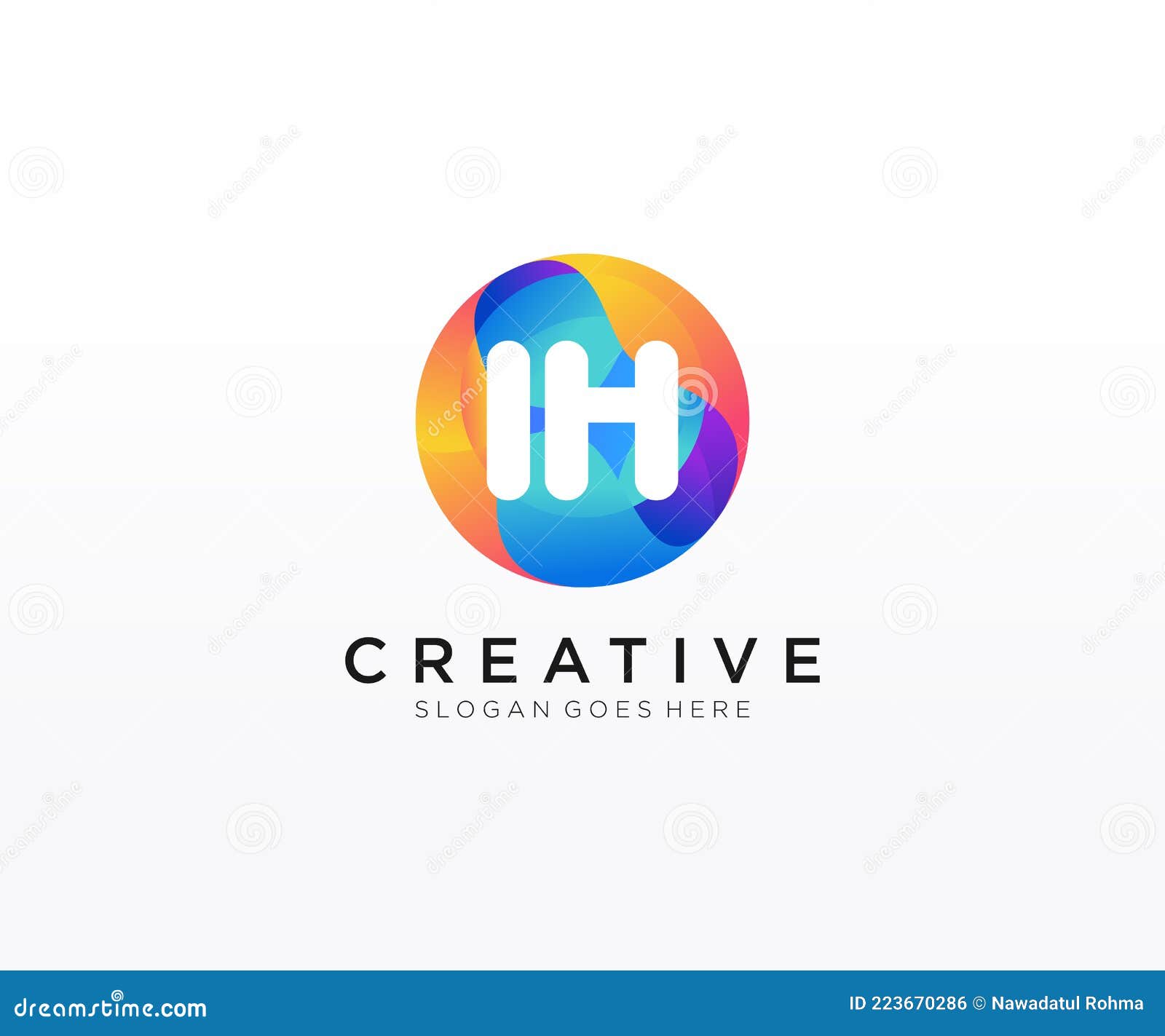 IH Initial Logo with Colorful Circle Template Vector Stock Vector ...