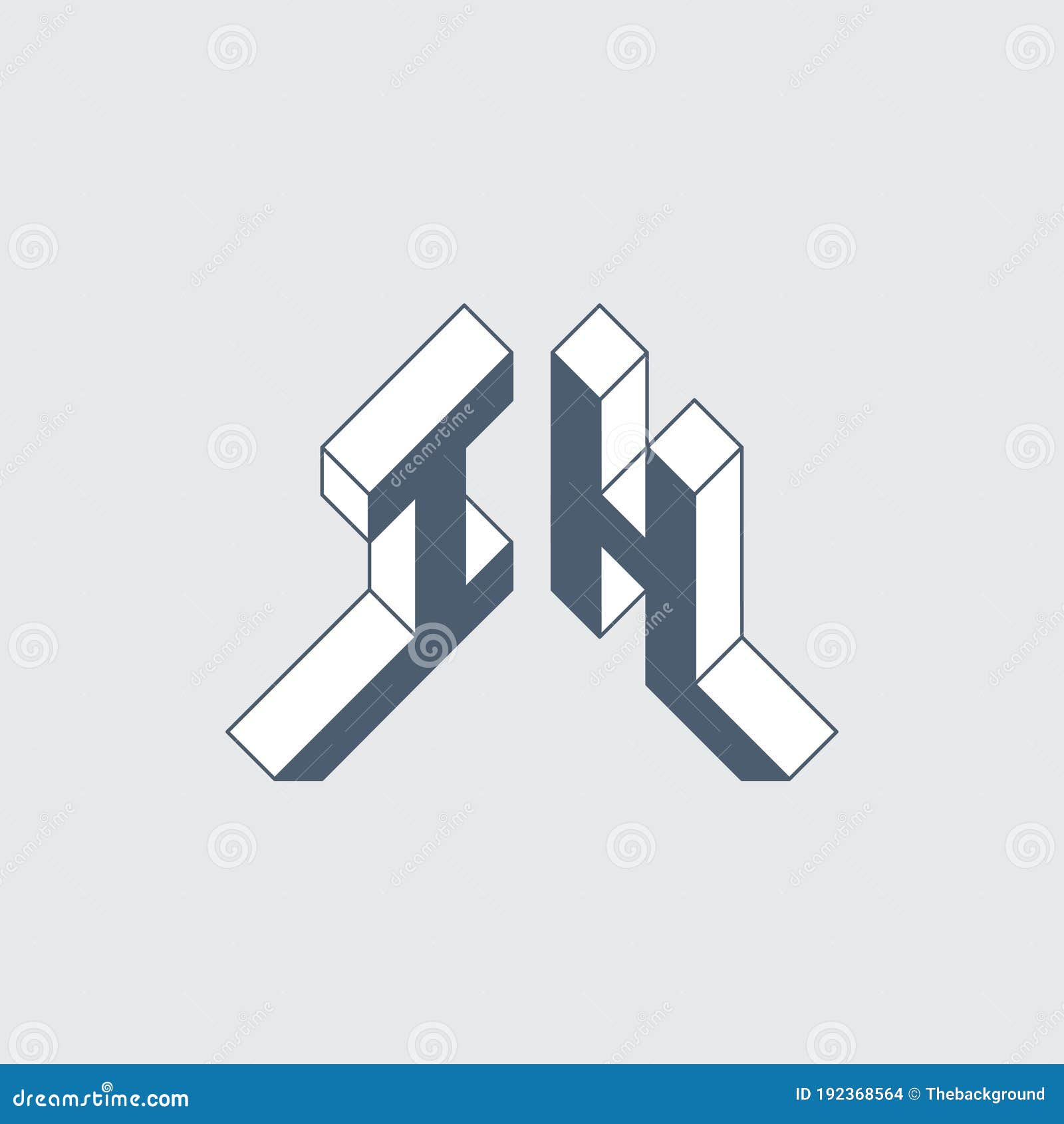 IH - Logo or 2-letter Code. Isometric 3d Font for Design. Letter I or ...