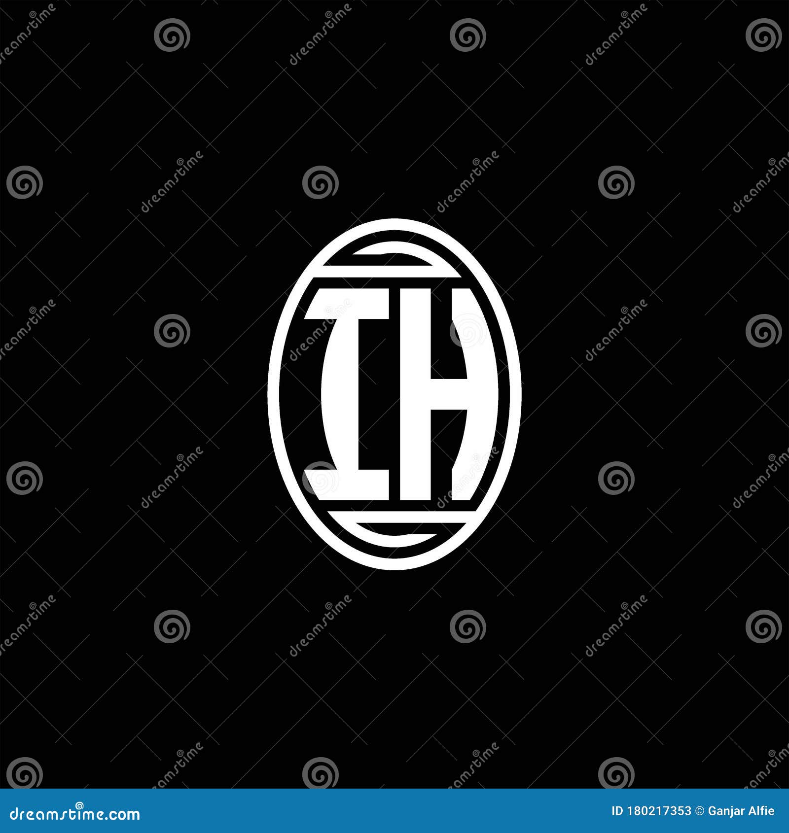 IH Monogram Logo Isolated on Oval Rotate Shape Stock Vector ...