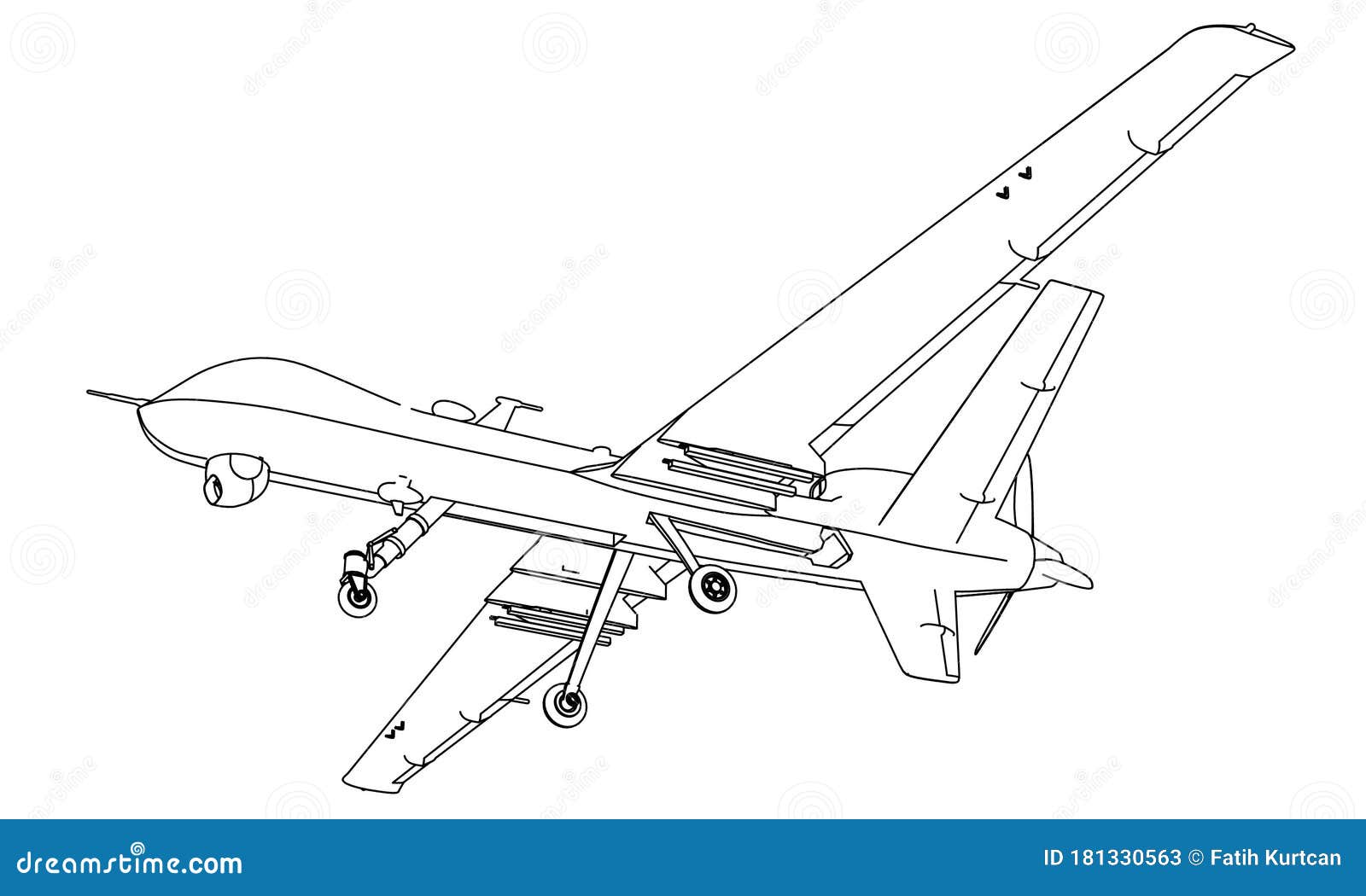 Drone Outline Vector Isolated on White Background Stock Illustration ...