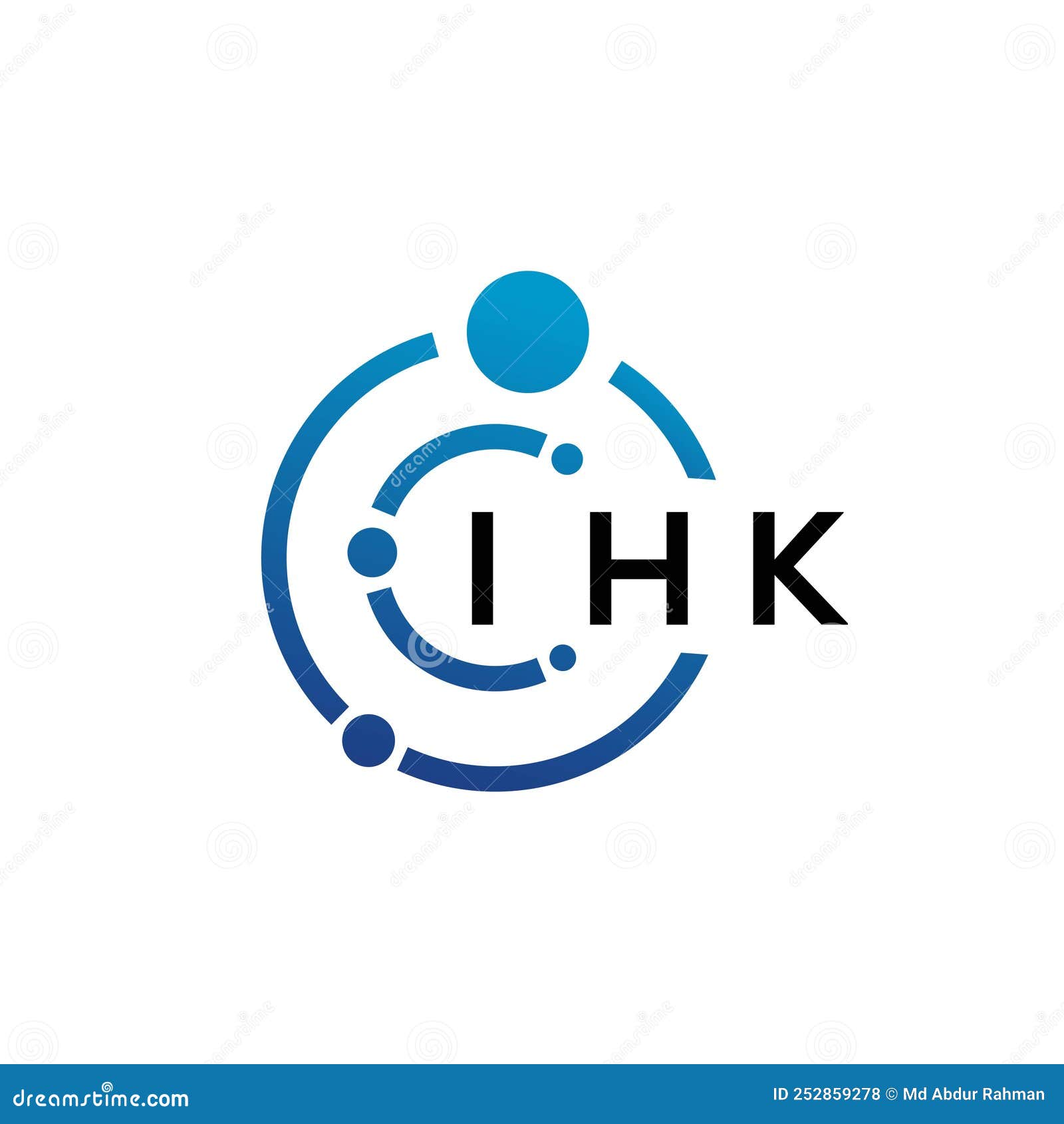 IHK Letter Technology Logo Design on White Background. IHK Creative ...