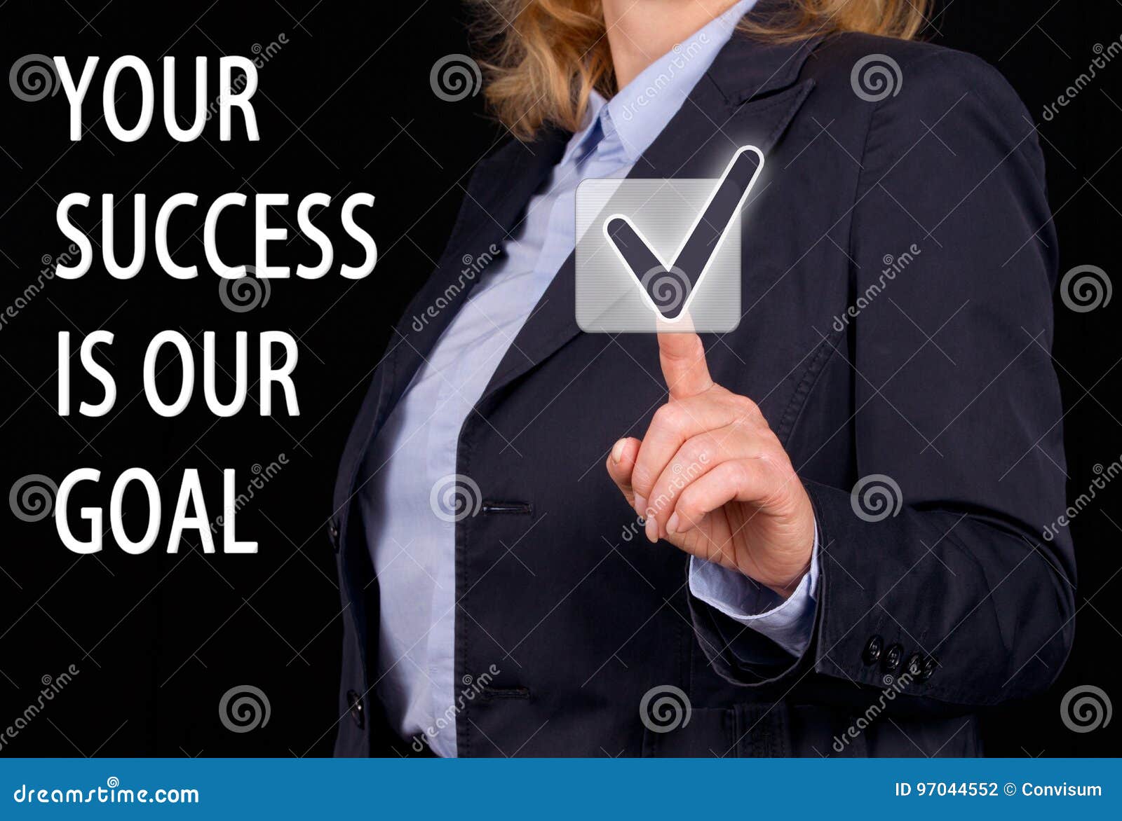 Ihr Erfolg ist unser Ziel stockfoto. Bild von geschäftsfrau - 97044552