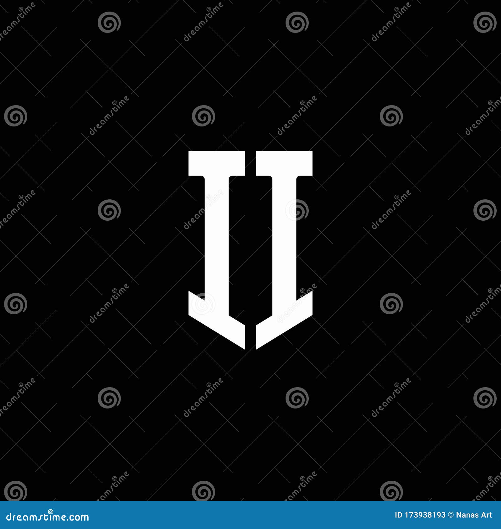 II Logo Monogram with Emblem Style Isolated on Black Background Stock ...