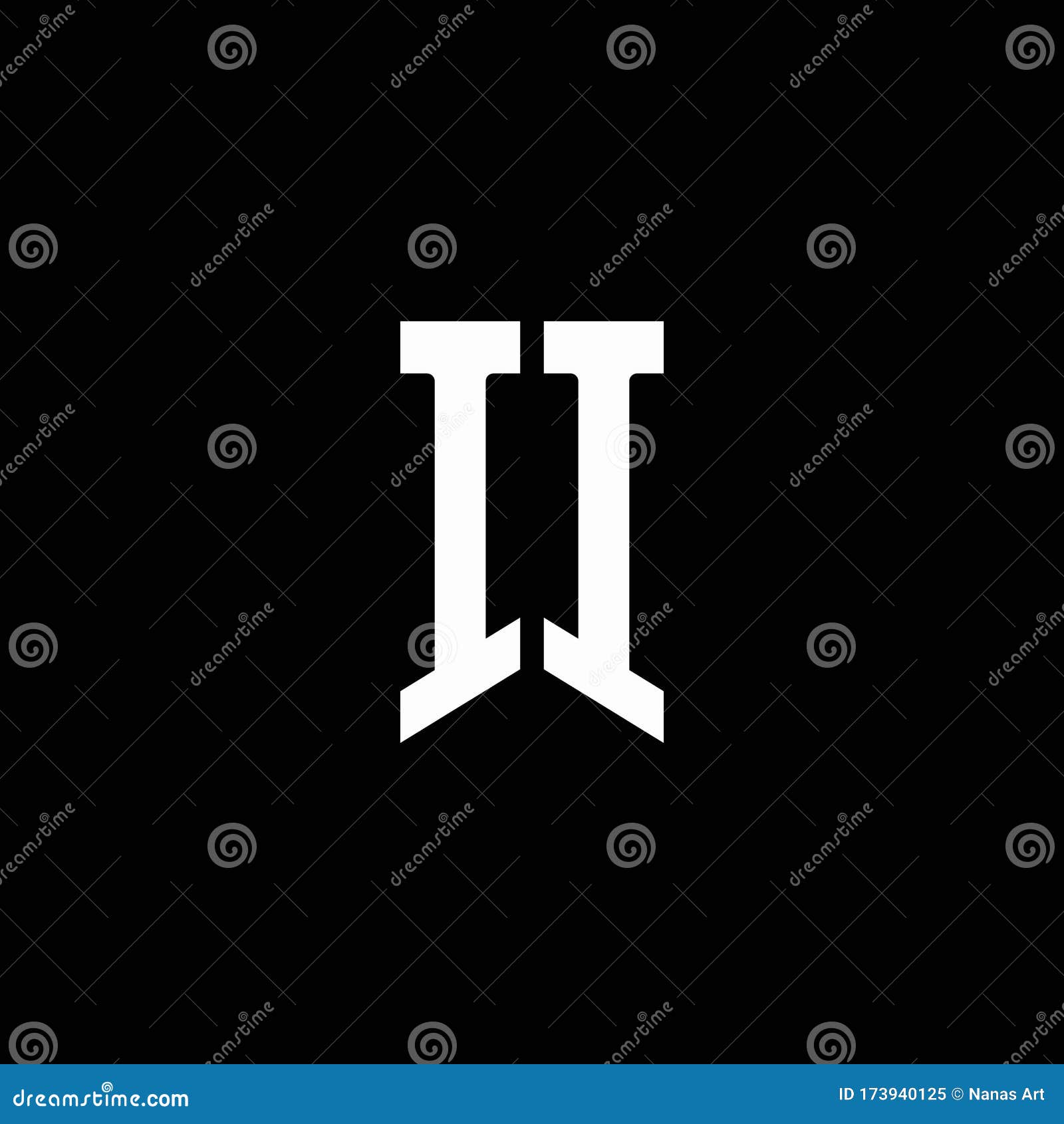II Logo Monogram with Emblem Style Isolated on Black Background Stock ...