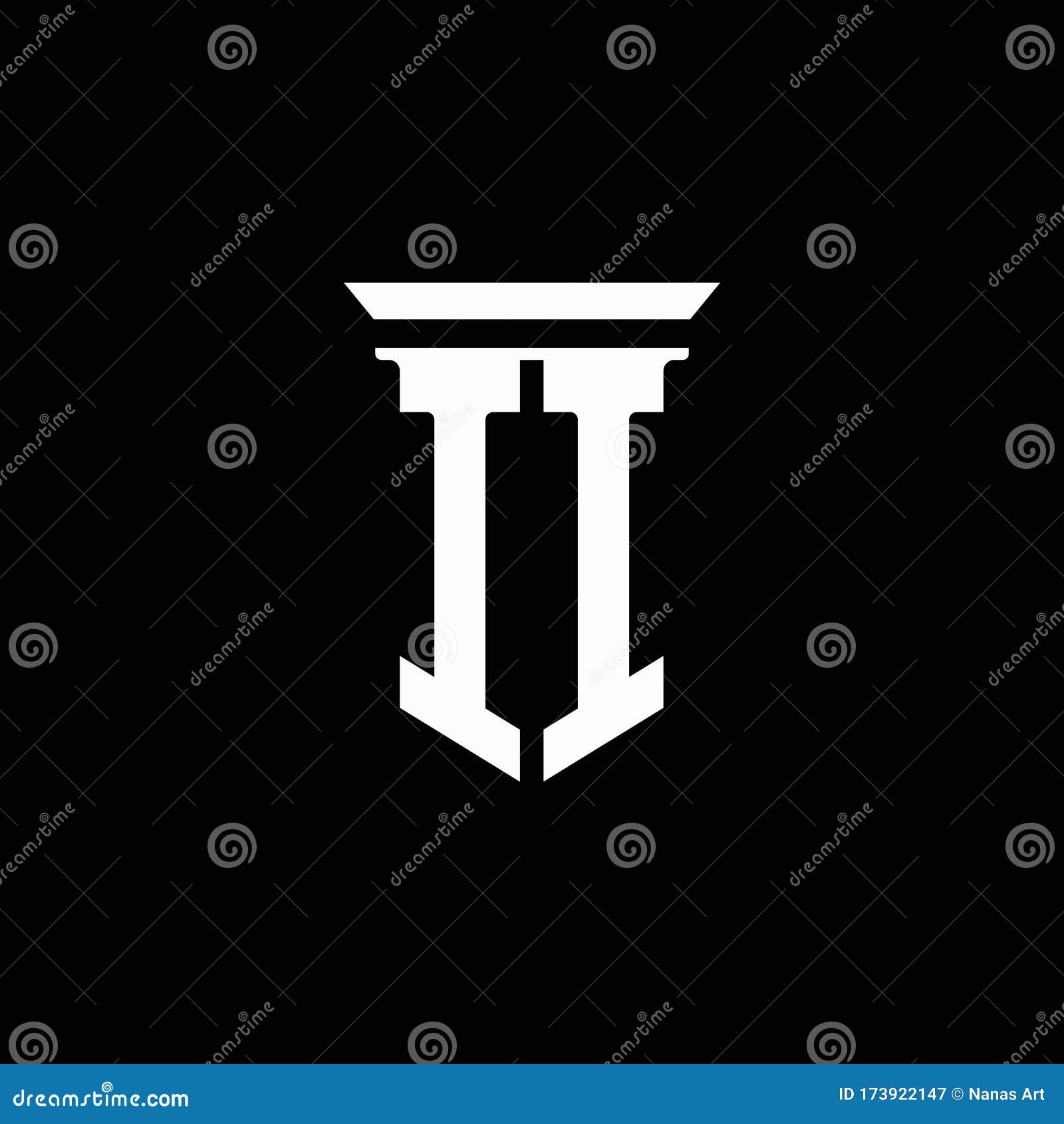 II Monogram Logo with Emblem Style Isolated on Black Background Stock ...