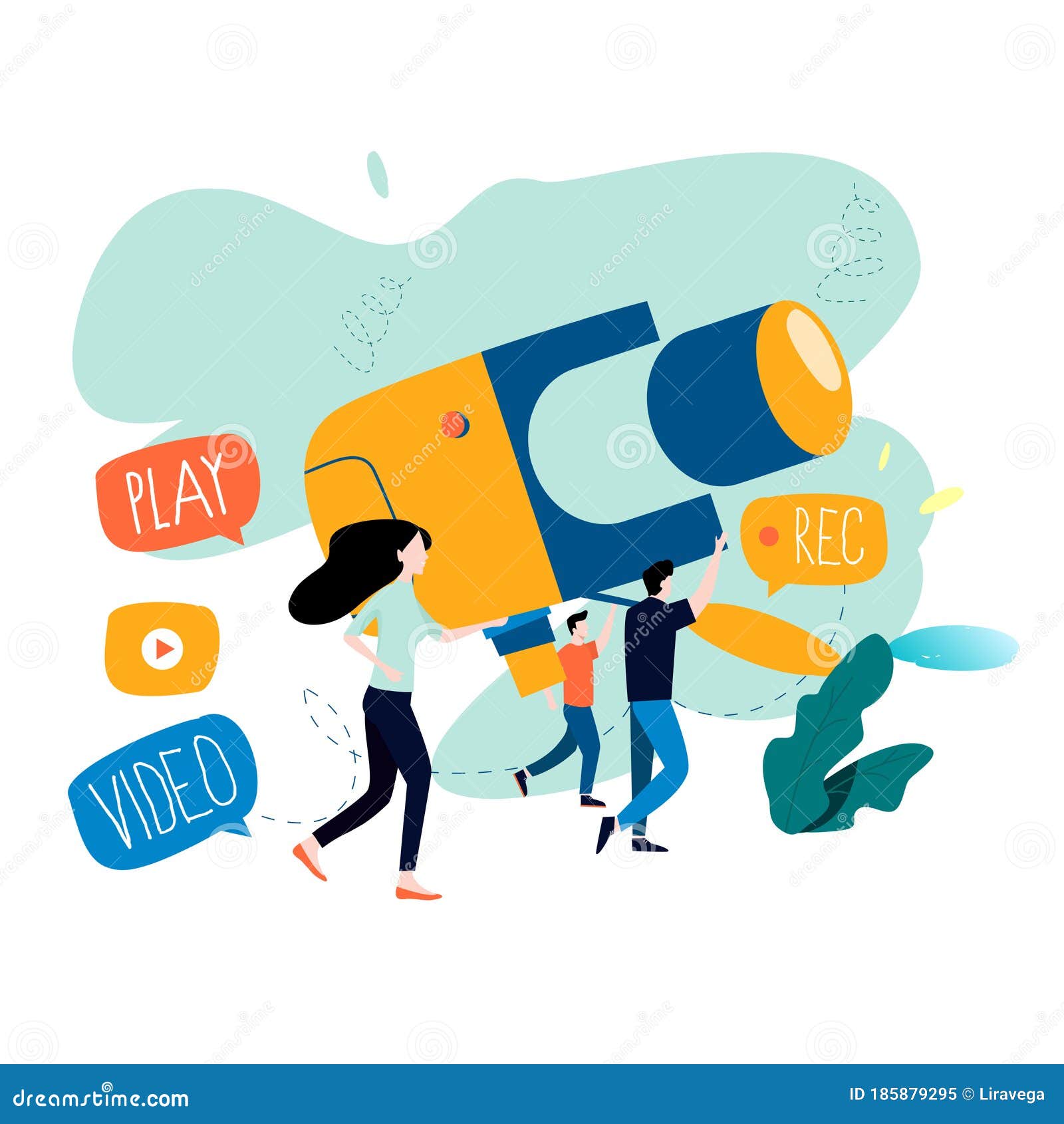 Video Camera Production, Filming Video Footage Flat Vector Illustration ...