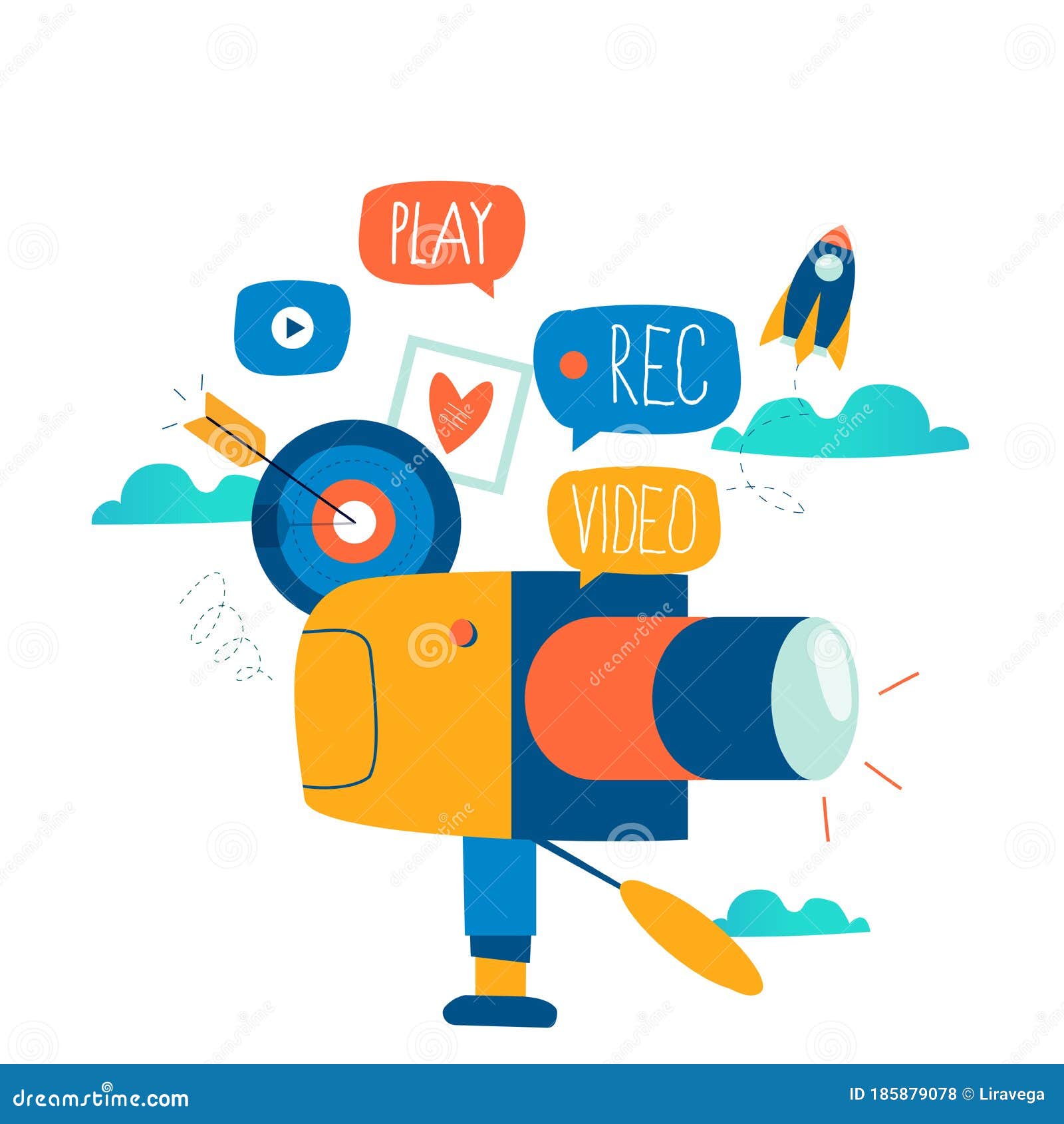 Video Camera Production, Filming Video Footage Flat Vector Illustration ...