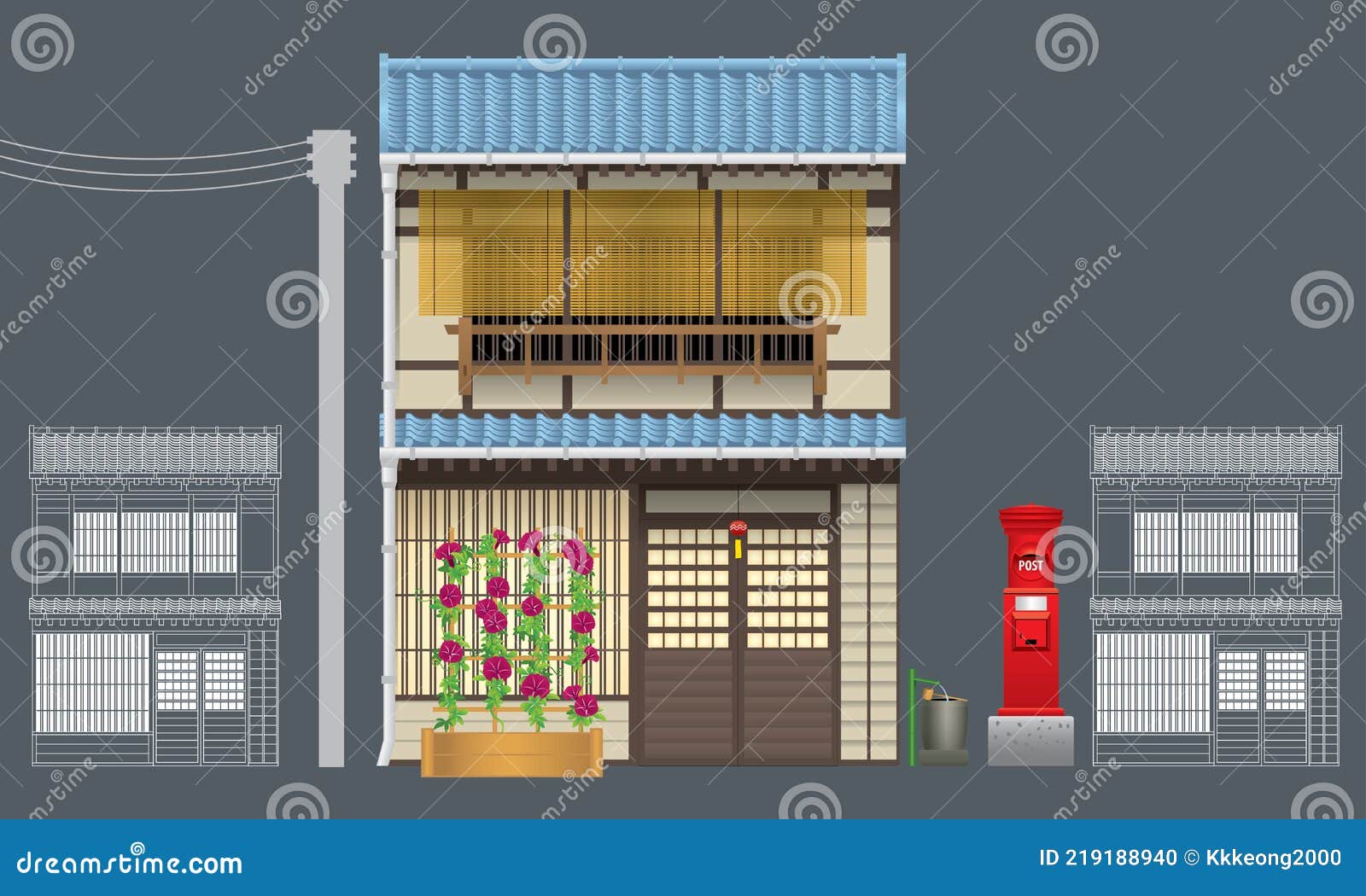 Beautiful Traditional Wooden Building in Japan. Stock Vector ...