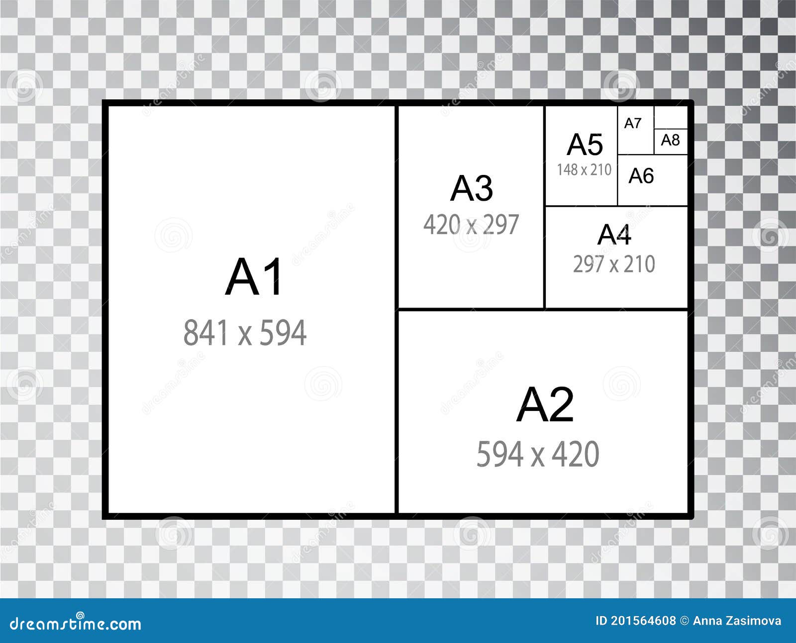 IInternational a Series Paper Size Formats Isolated on Transparent ... IInternational a Series Paper Size Formats Isolated on Transparent ...