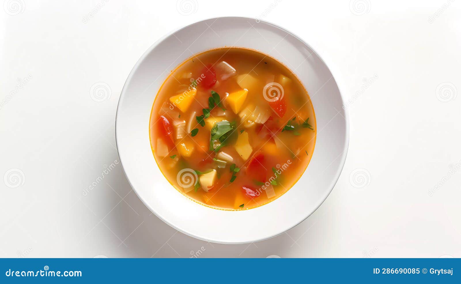 Iisolated Soup in a Plate Top Down View White Background Stock ...