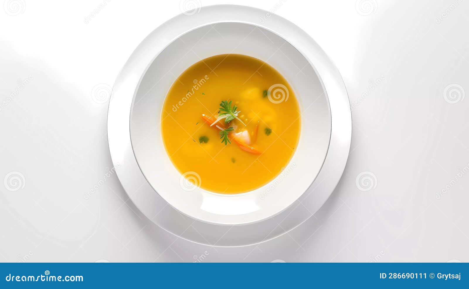 Iisolated Soup in a Plate Top Down View White Background Stock ...
