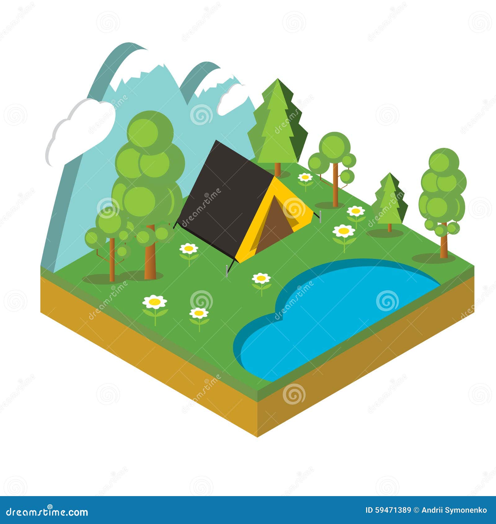 Iisometric Camp, Flat 3d Isometric Pixel Art. Iinfographics Illu Stock ...