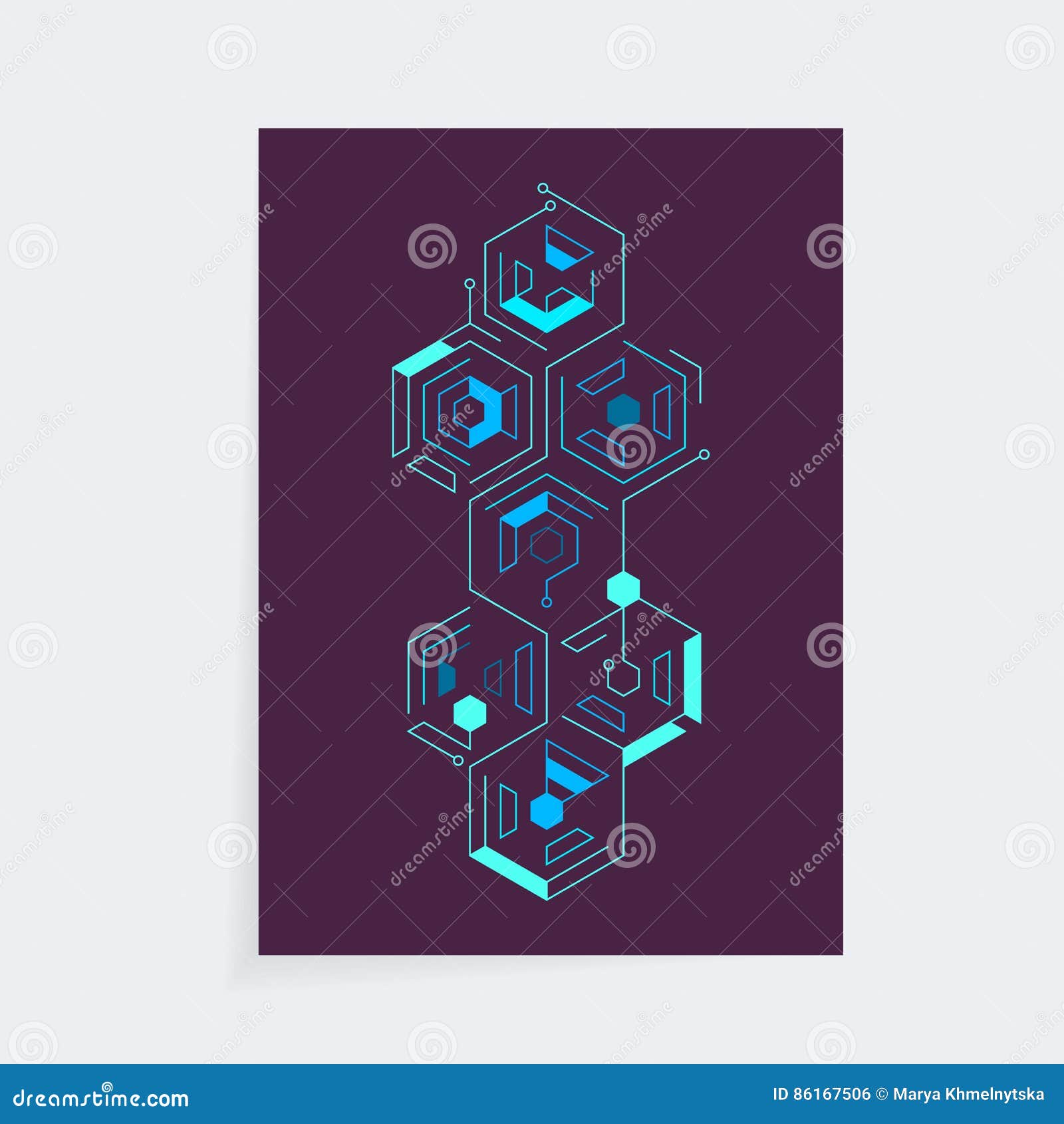 Iisometric Cyber Techno Cover Design Template Stock Vector ...