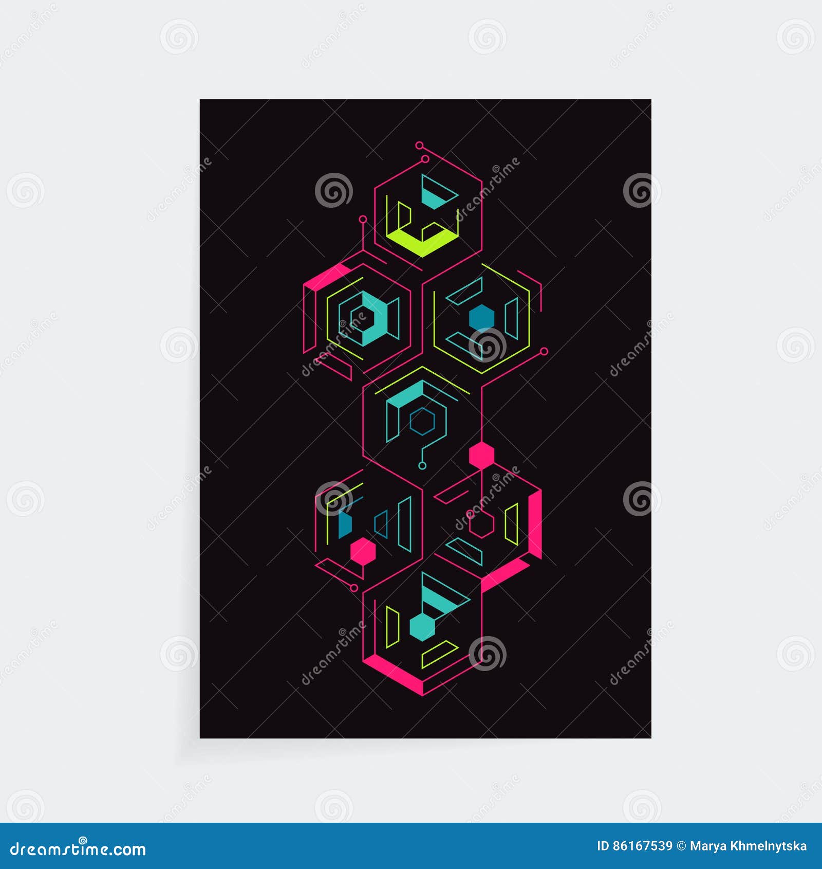 Iisometric Cyber Techno Cover Design Template Stock Vector ...