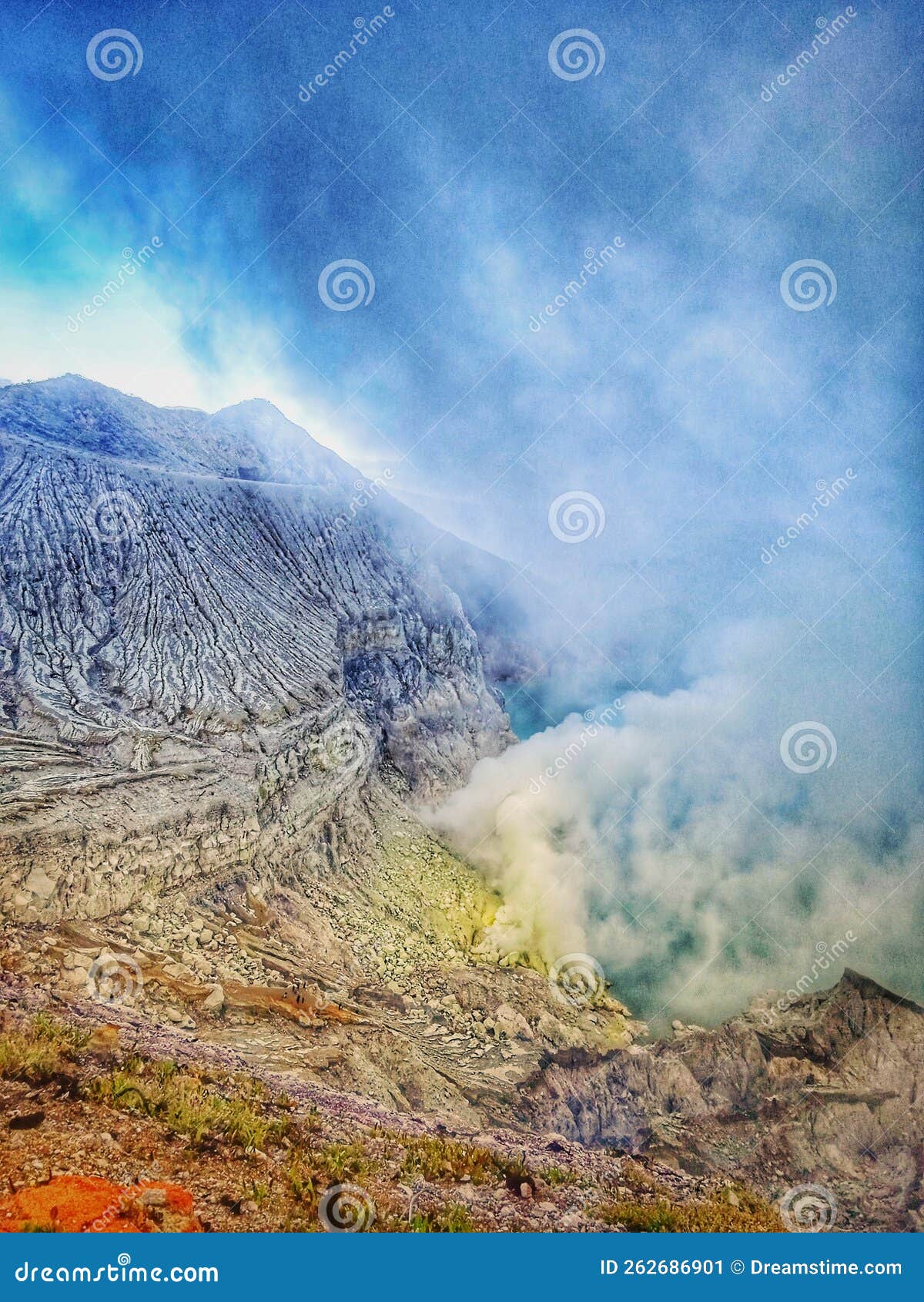 Ijen crater active volcano stock image. Image of landscape - 262686901