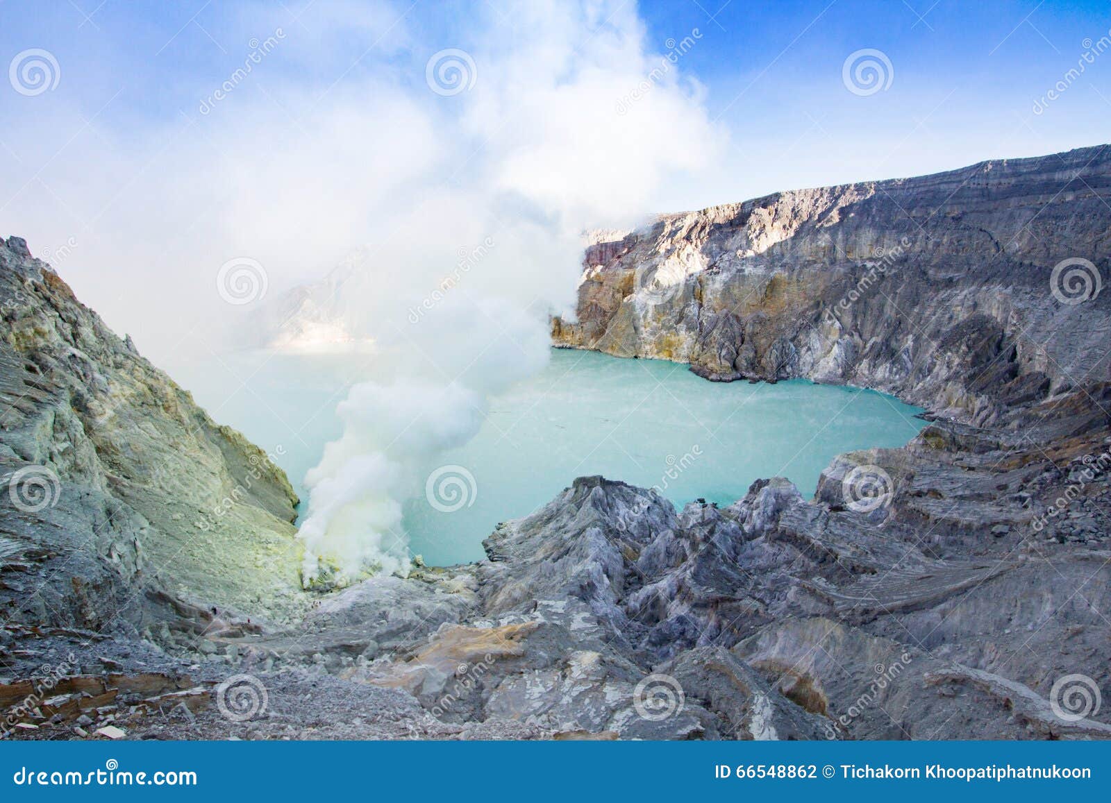 Ijen Crater Landscape from the Crater Stock Photo - Image of fiery ...