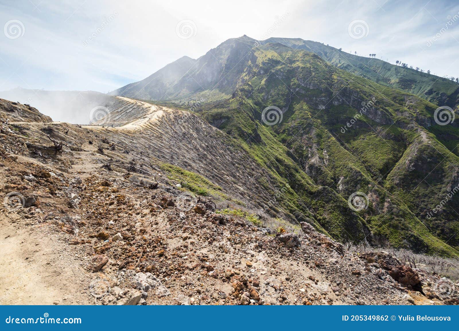 Ijen Volcano in East Java, Indonesia Stock Photo - Image of park ...
