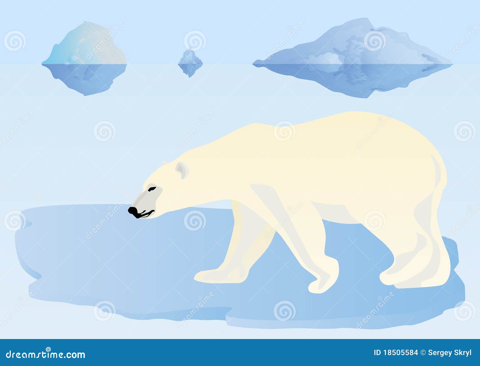 Ijsbeer op een ijsijsschol vector illustratie. Illustration of dier ...