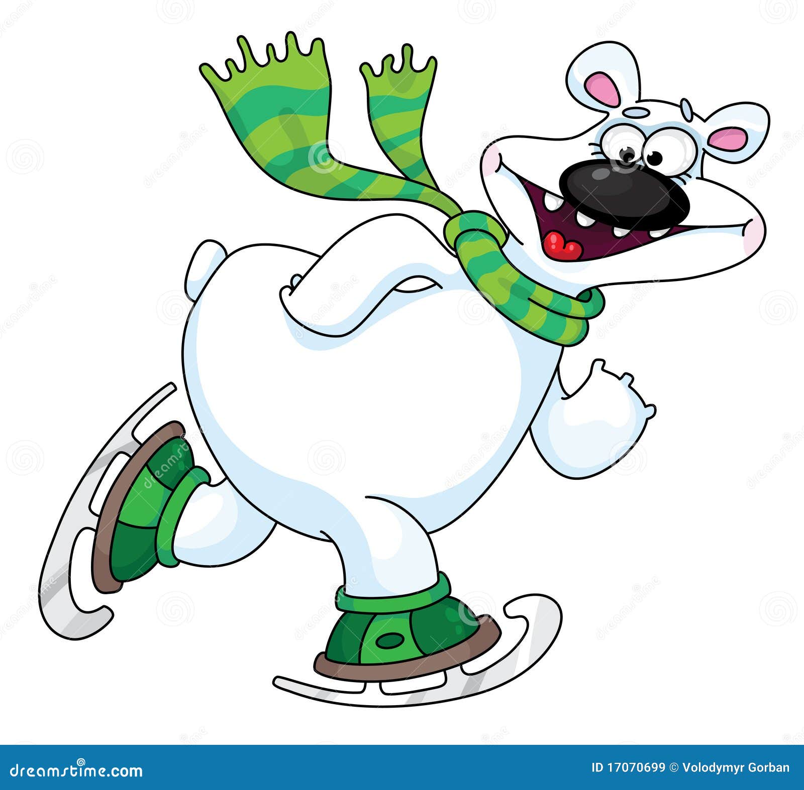 Ijsbeer op schaatsen vector illustratie. Illustration of polair - 17070699