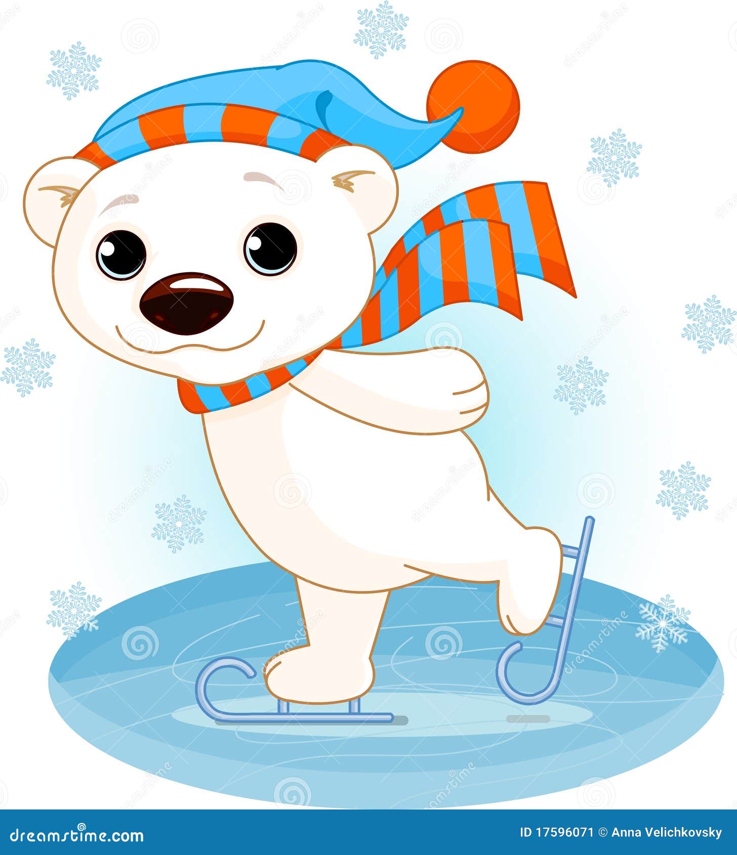 Ijsbeer op schaatsen vector illustratie. Illustration of vakantie ...