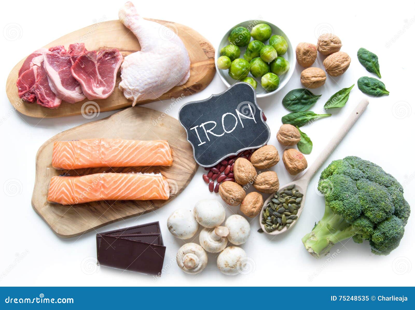 Ijzer rijk voedsel stock afbeelding. Image of vlak, ijzer - 75248535