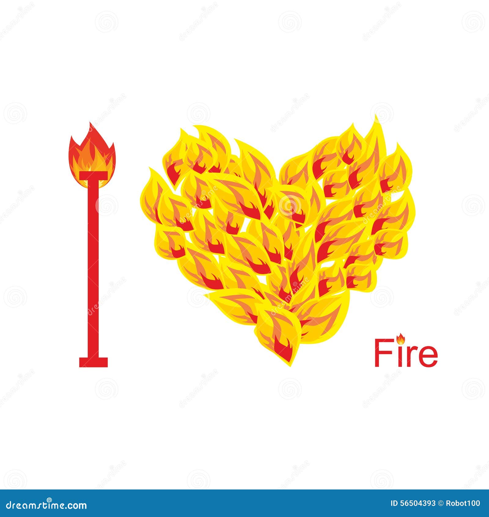 Ik Houd Van Brand Symbool Van Hart Van Vlam Vlammend Hart Vector I ...